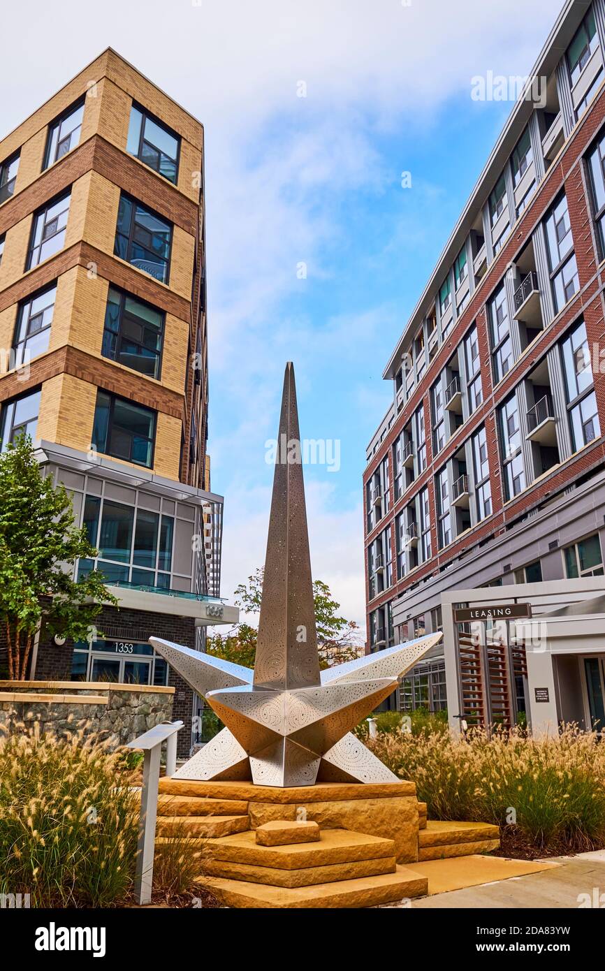 A stainless steel, star shaped sculpture in front of the Gables Point ...