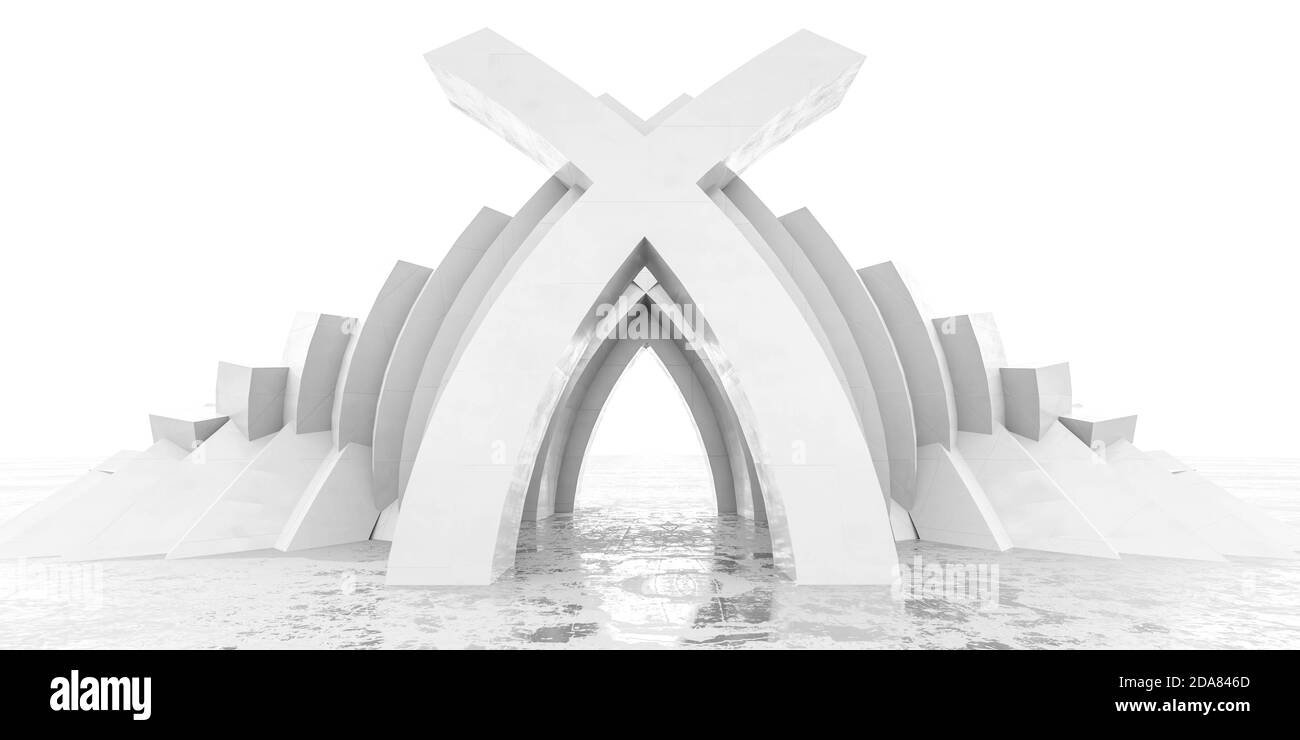 white gothic neo classic architecture arch modern design abstract ...