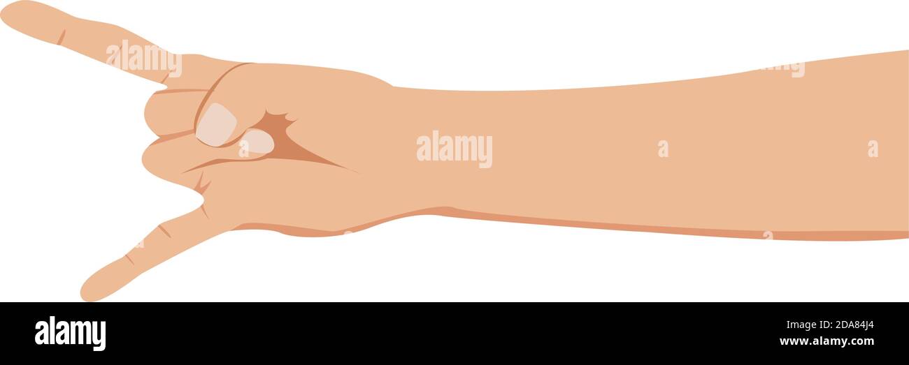Hand Rock Gesture Flat Illustration Realistic Rock N Roll Gesture
