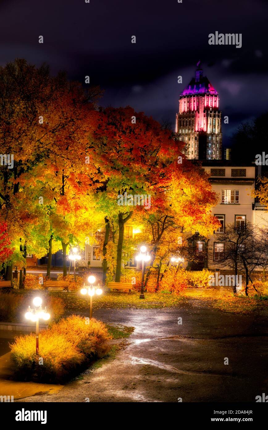 The Price Building, Quebec City, at night in autumn Stock Photo - Alamy