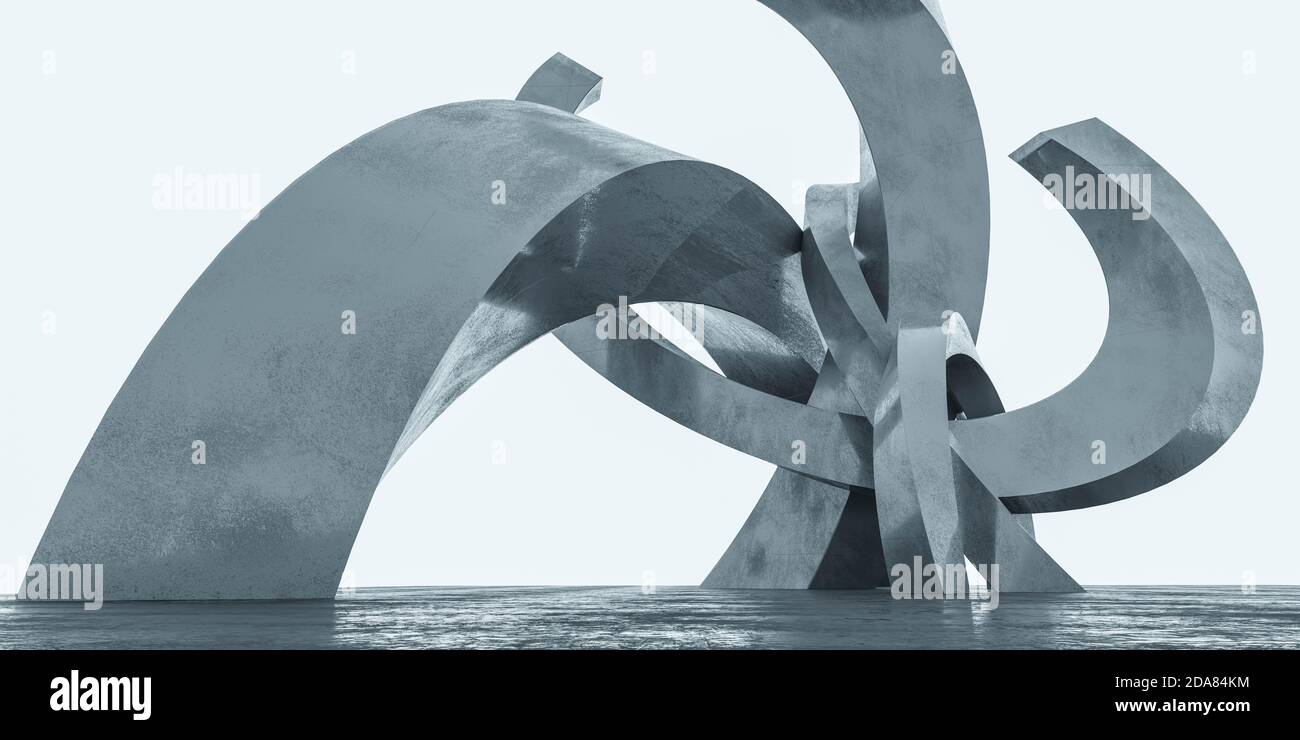 abstract modern design curve architecture 3d render illustration ...