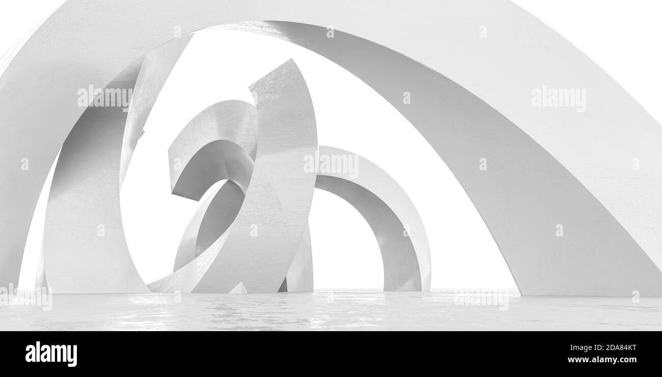 white abstract modern design curve architecture 3d render illustration ...