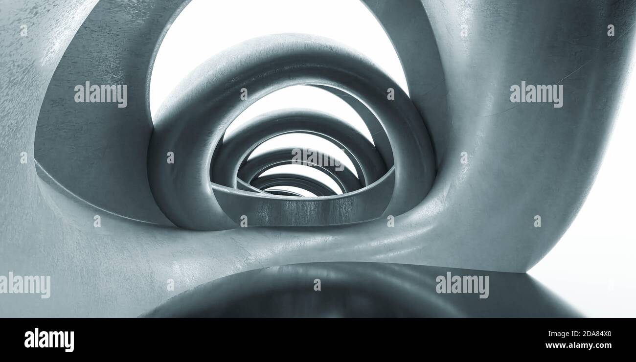 dark abstract concrete arch round architecture 3d rendering ...