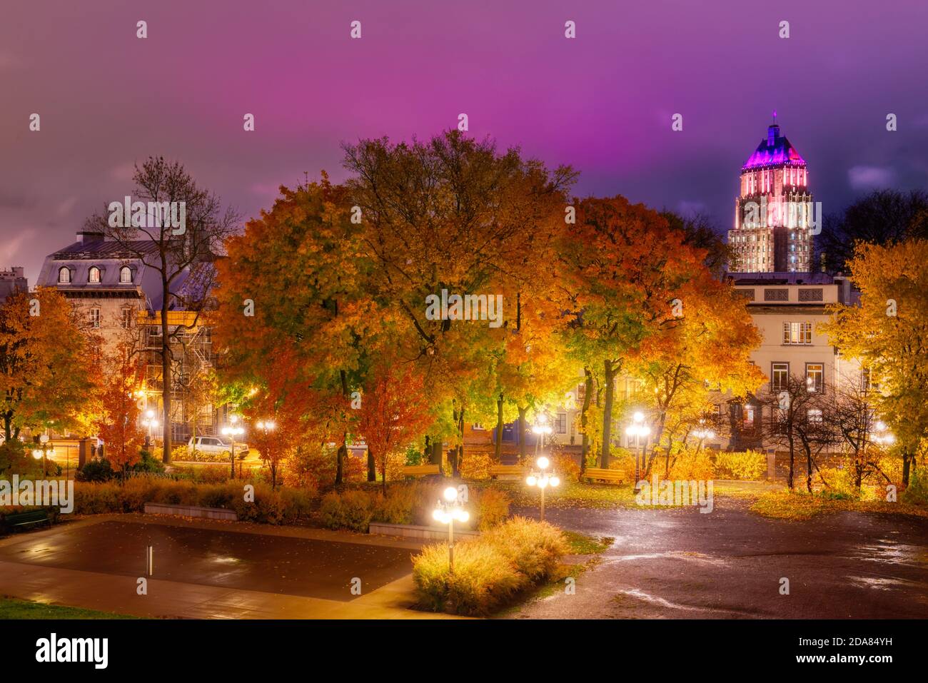 The Price Building, Quebec City, at night in autumn Stock Photo - Alamy