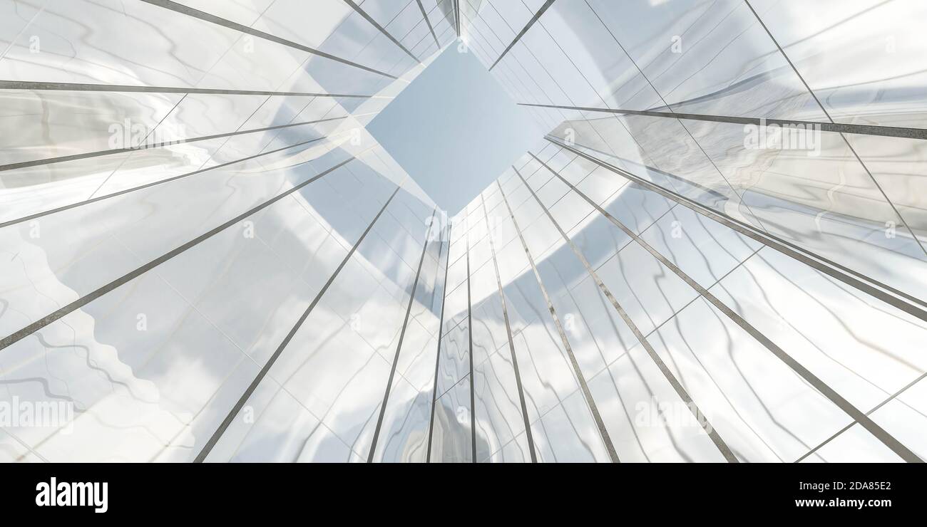 sky scraper and sky glass building architecture background 3d render ...