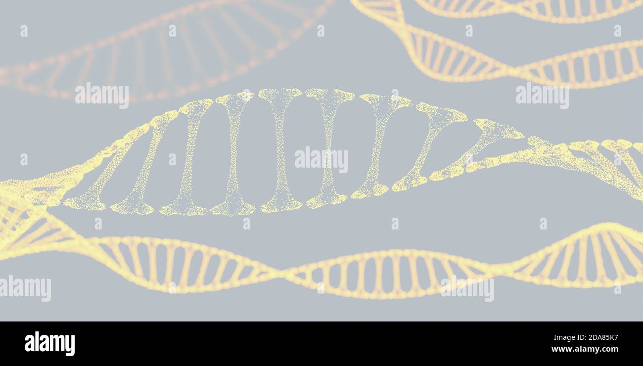 glowing DNA close-up concept in front of white background biology ...