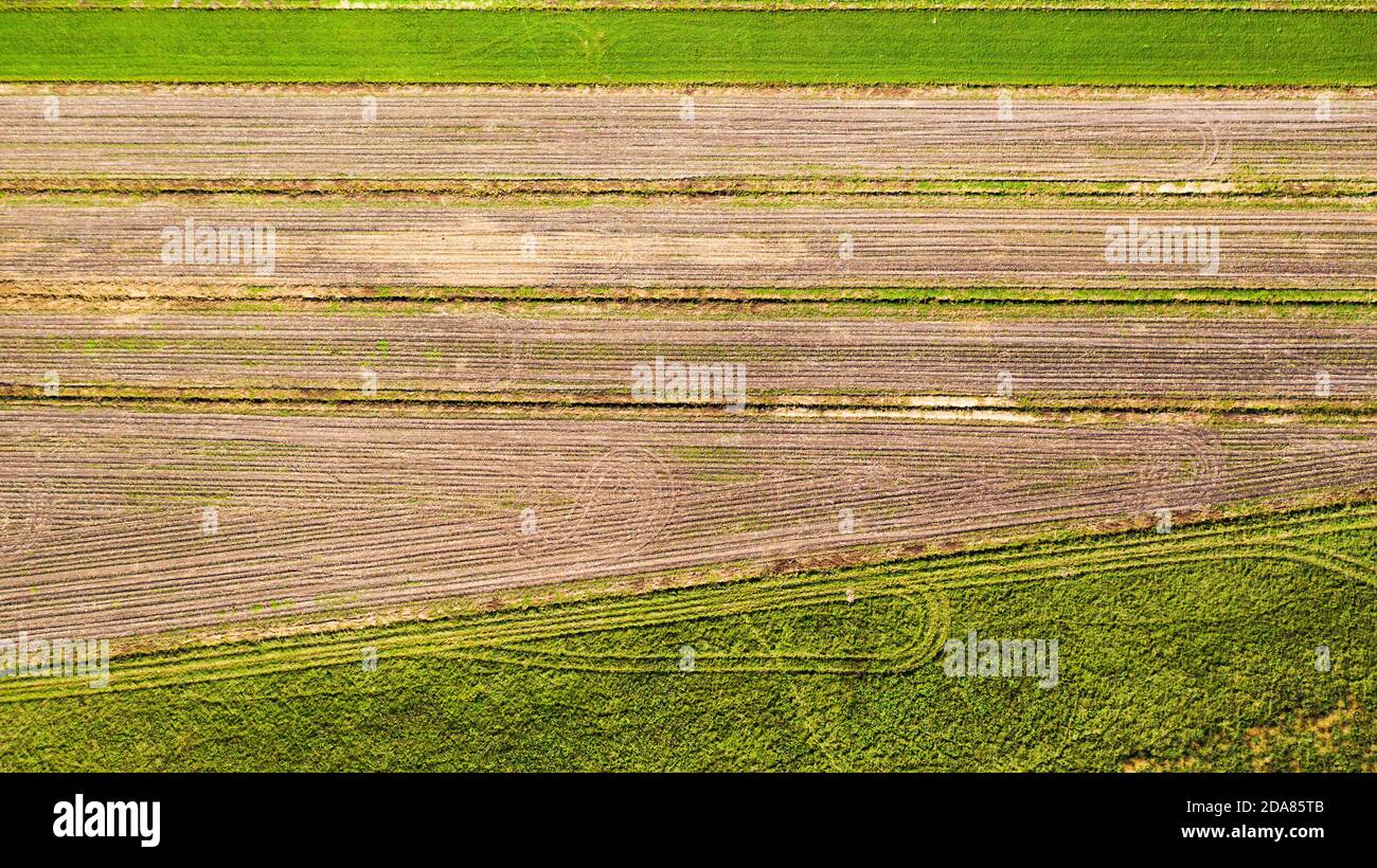 Aerial view of agricultural farming fields from sky Stock Photo - Alamy