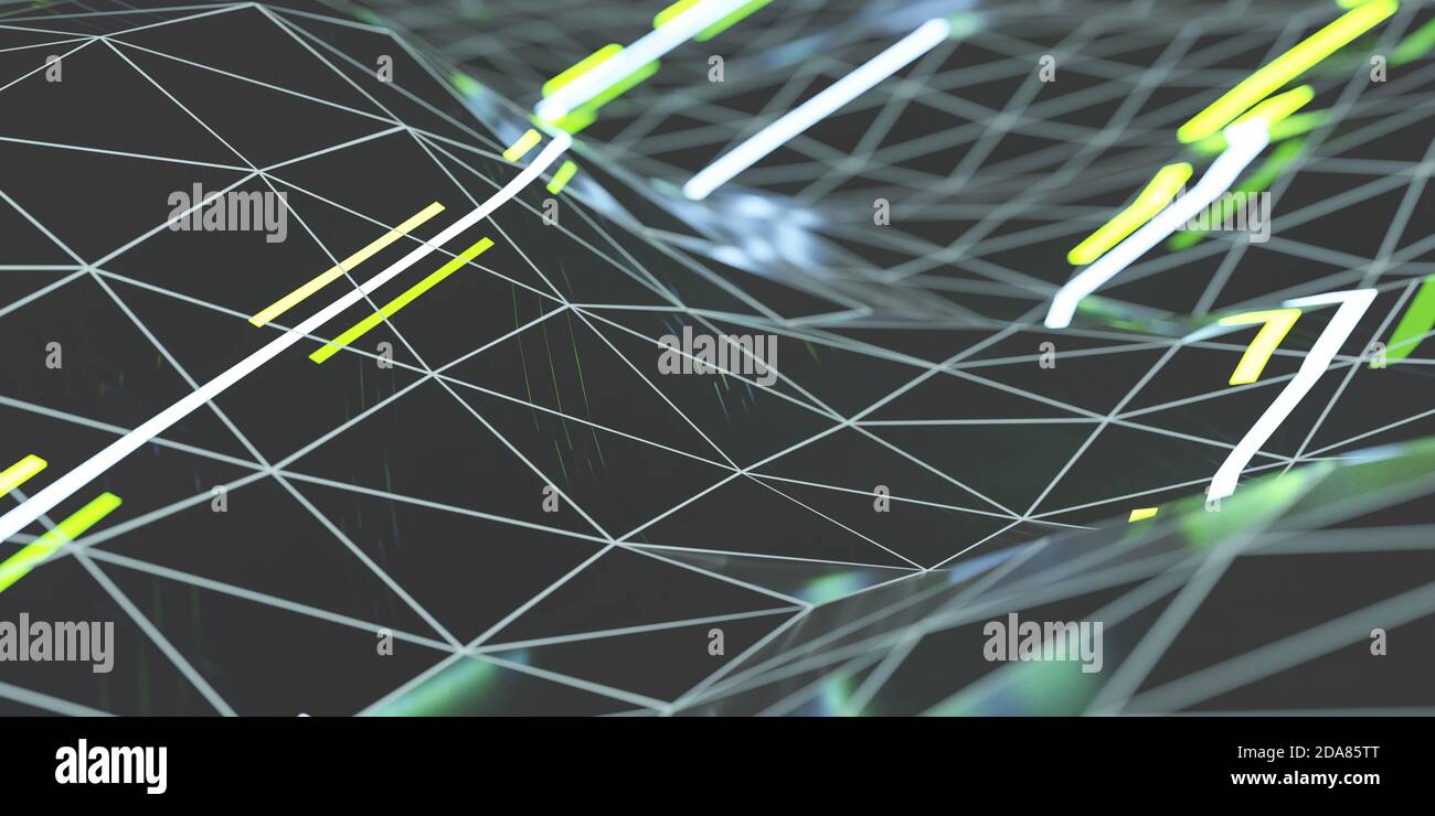 abstract technology wireframe mesh polygonal background 3d render ...