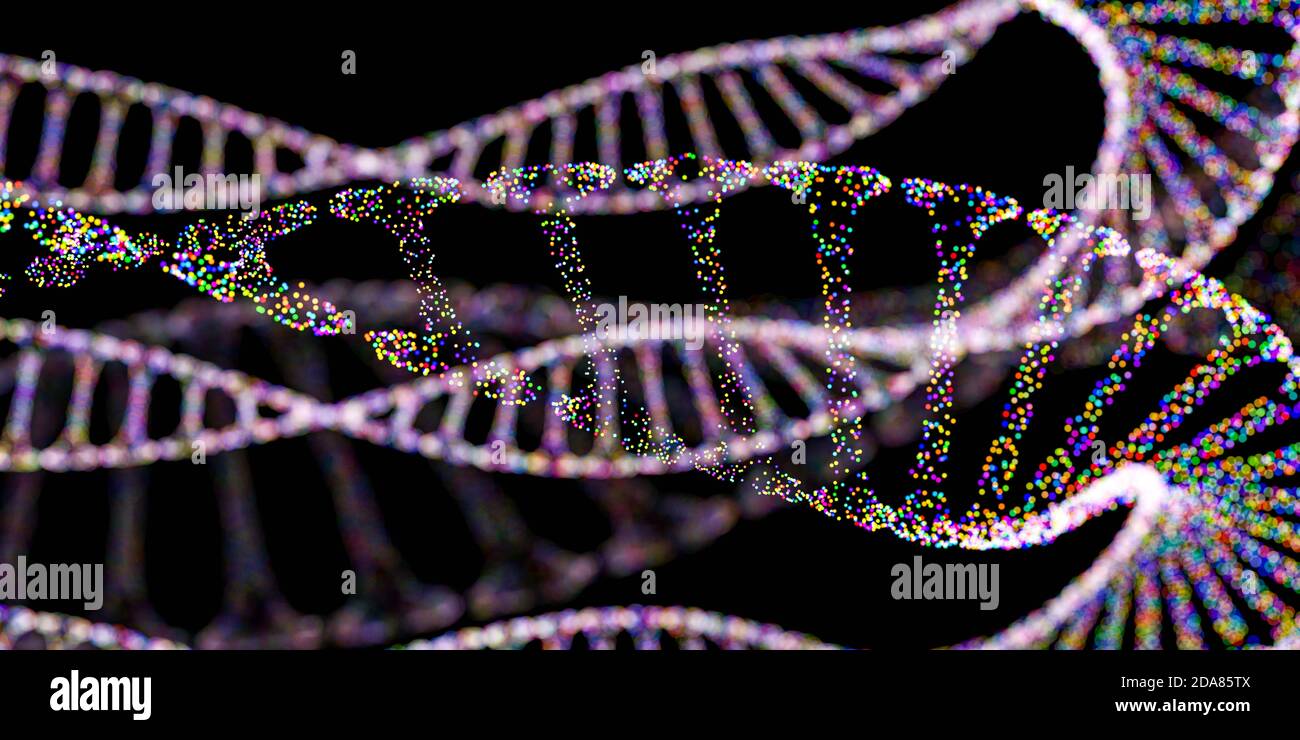 DNA close-up concept in front of white background biology technology 3d ...