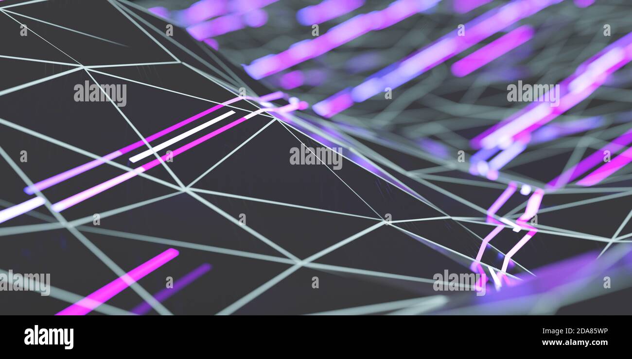 abstract technology wireframe mesh polygonal background 3d render ...