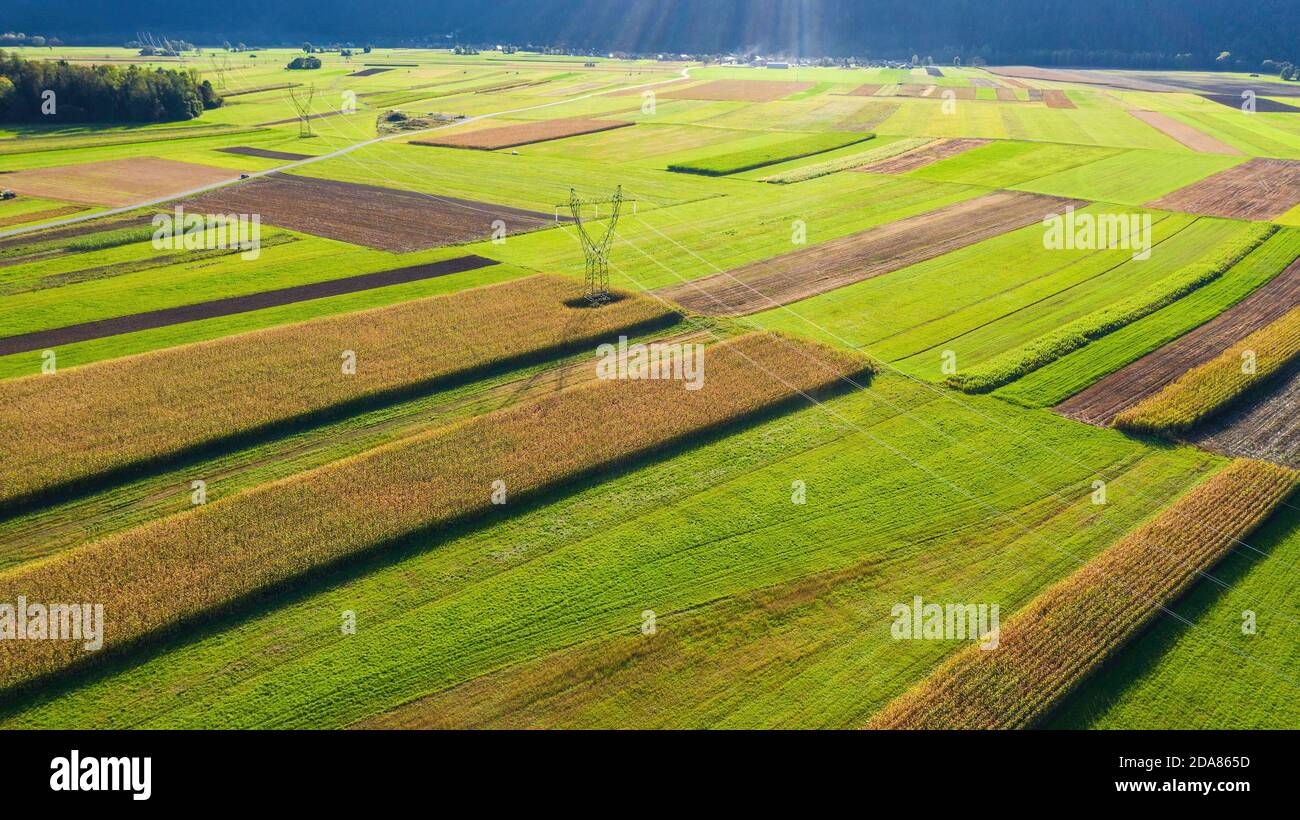 Aerial view of agricultural farming fields from sky Stock Photo - Alamy