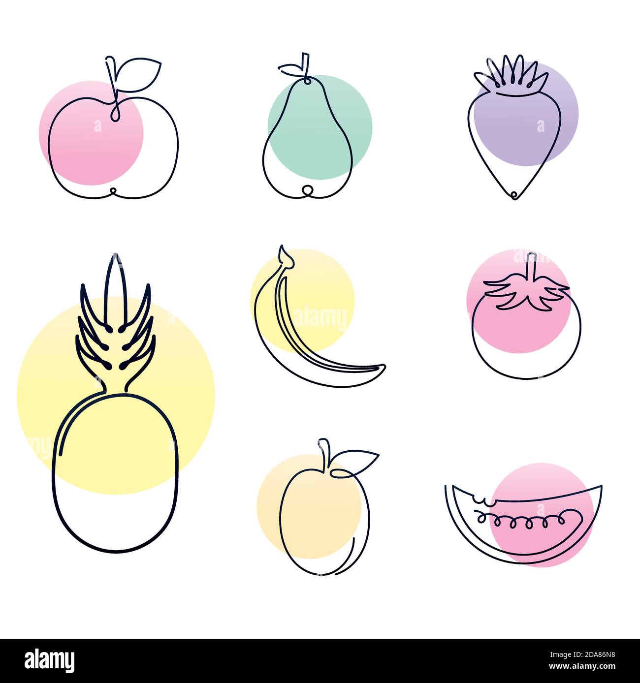symbol set of fresh fruit, one line style Stock Vector Image & Art - Alamy