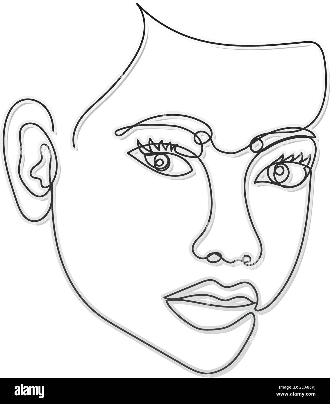 line woman face with two eyes over a white background Stock Vector ...