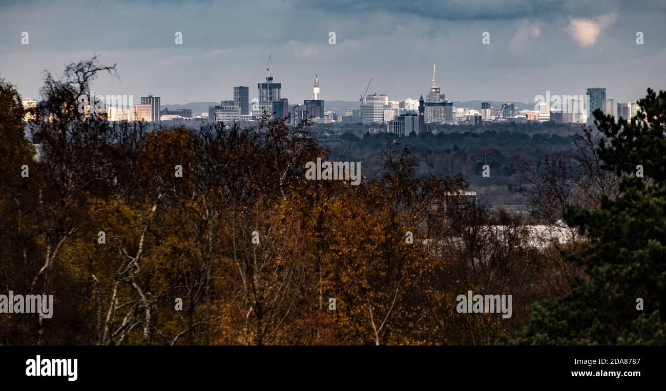 A view of the Birmingham City Centre skyline from the south of the city ...