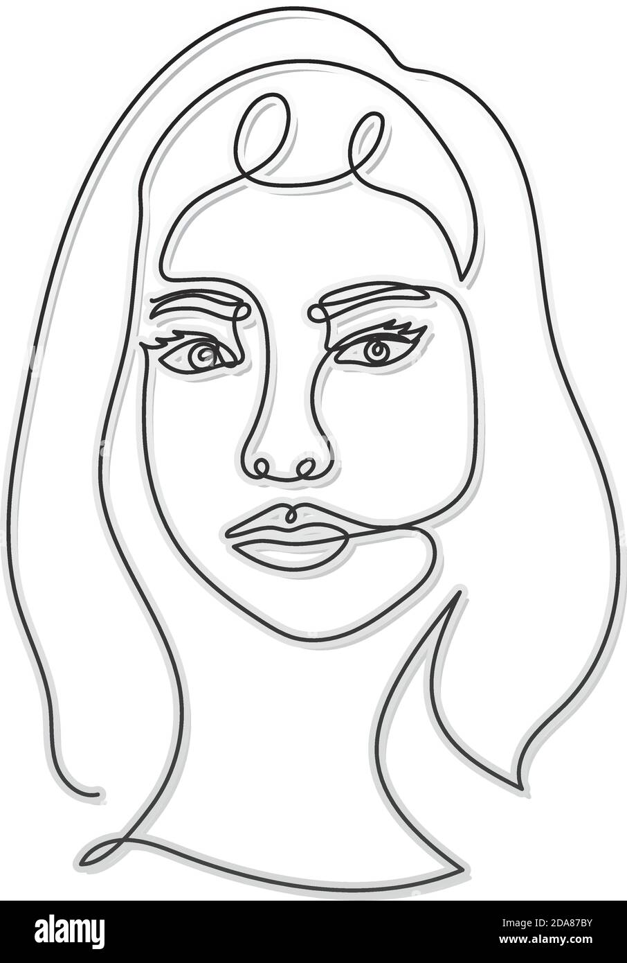 line woman face with two eyes in a white background Stock Vector Image ...