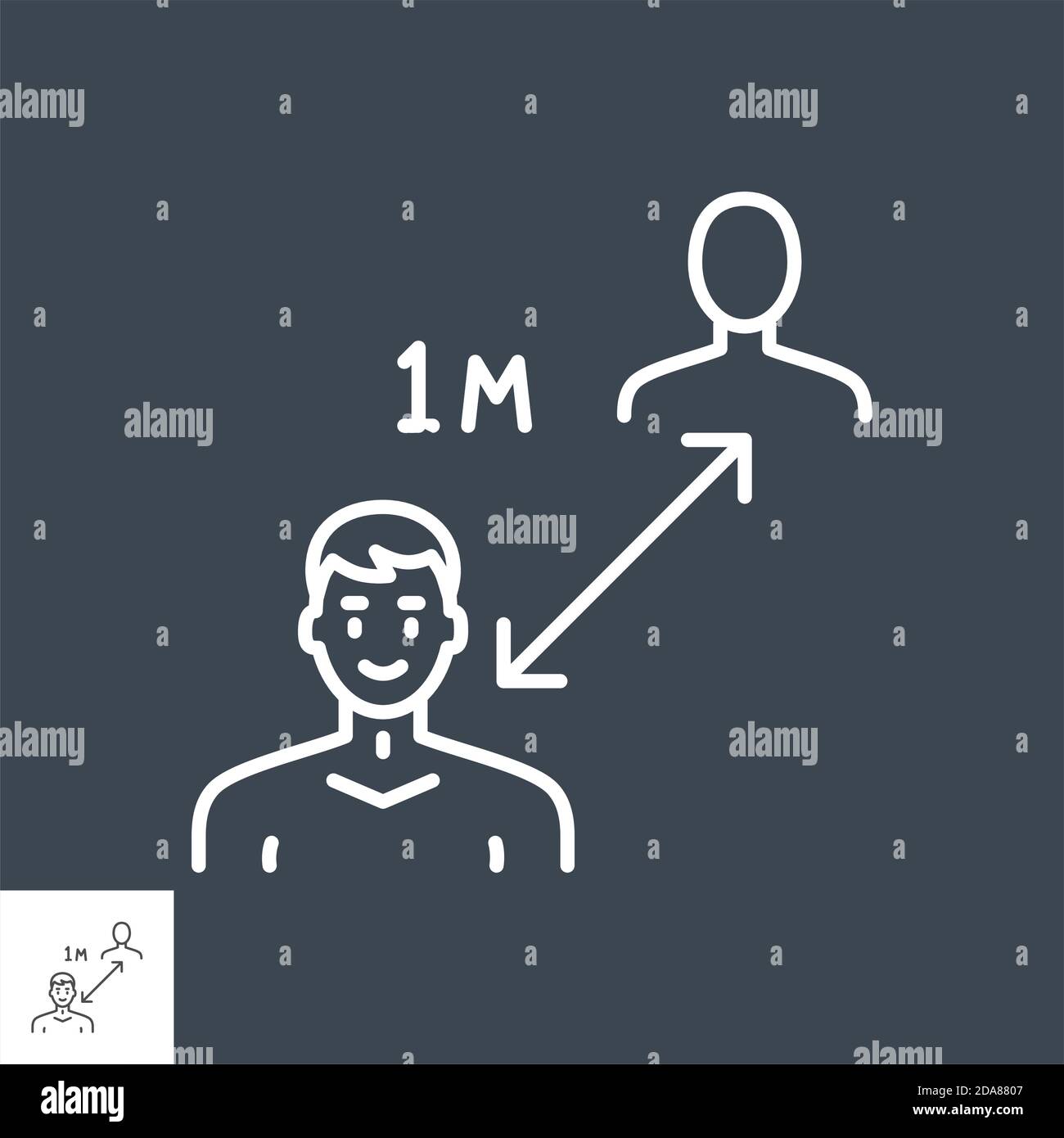 Social distancing. Keep distance related vector thin line icon Stock ...