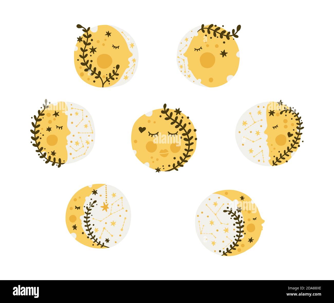 Moon phases cartoon illustration hi-res stock photography and images ...