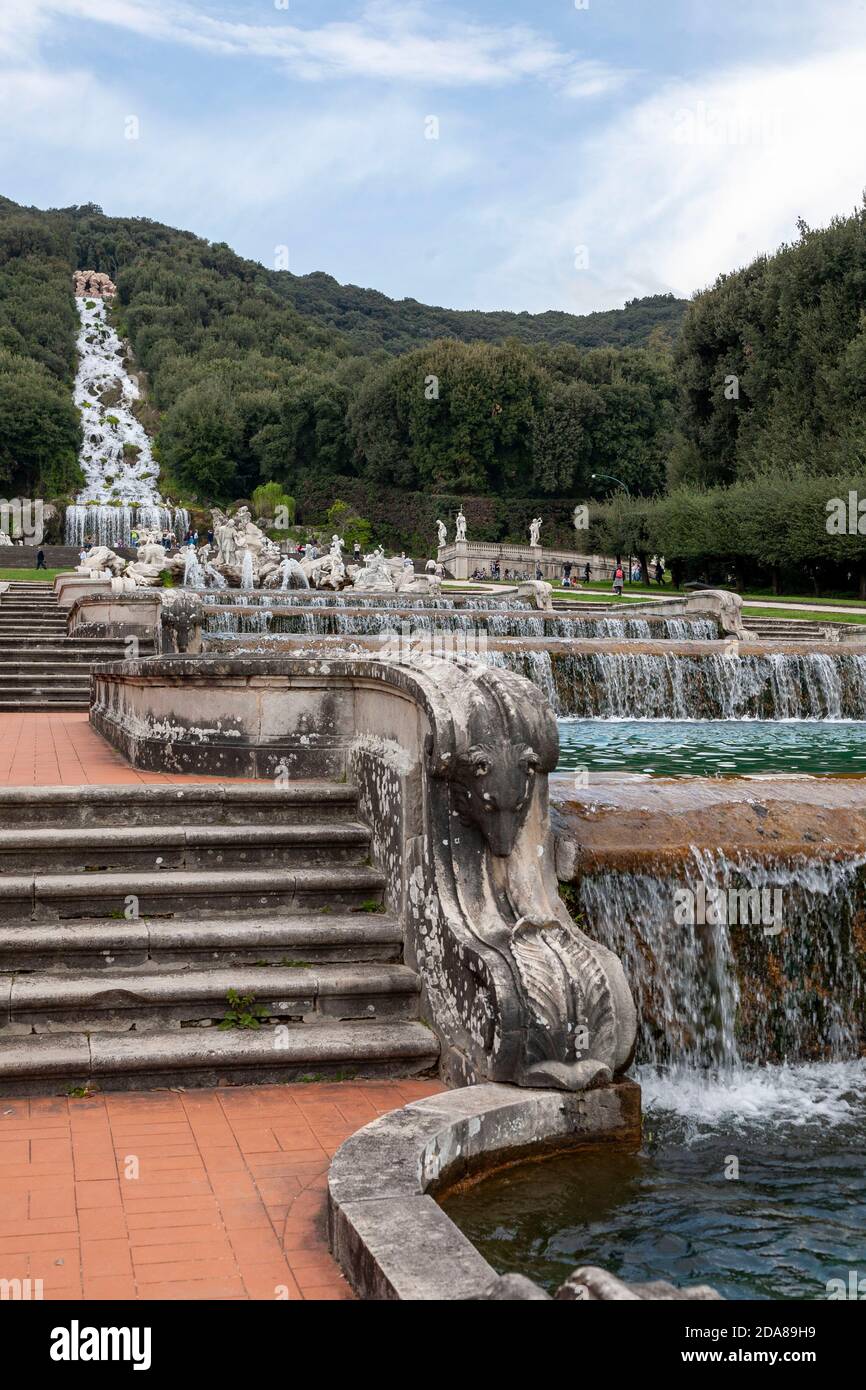 Series of pools in waterfall feature in ornamental gardens in the Royal ...
