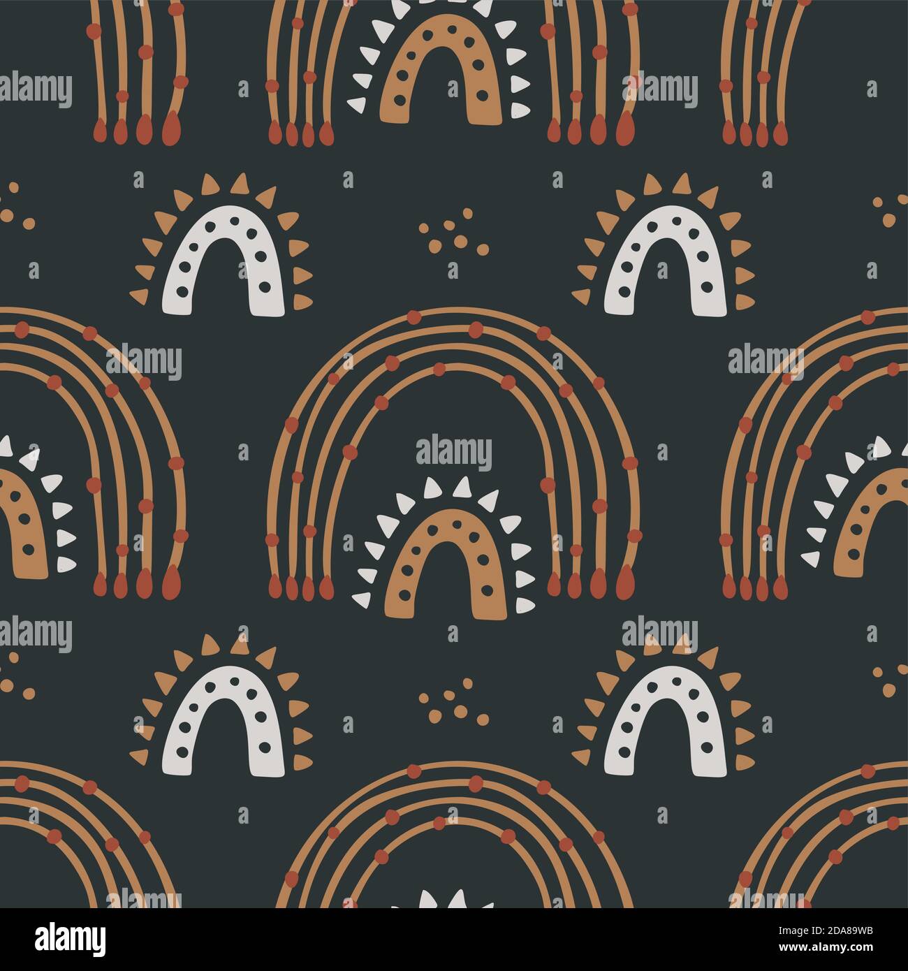 Kids bohemian rainbow seamless pattern. Hand drawn ethnic boho ... Kids bohemian rainbow seamless pattern. Hand drawn ethnic boho ...