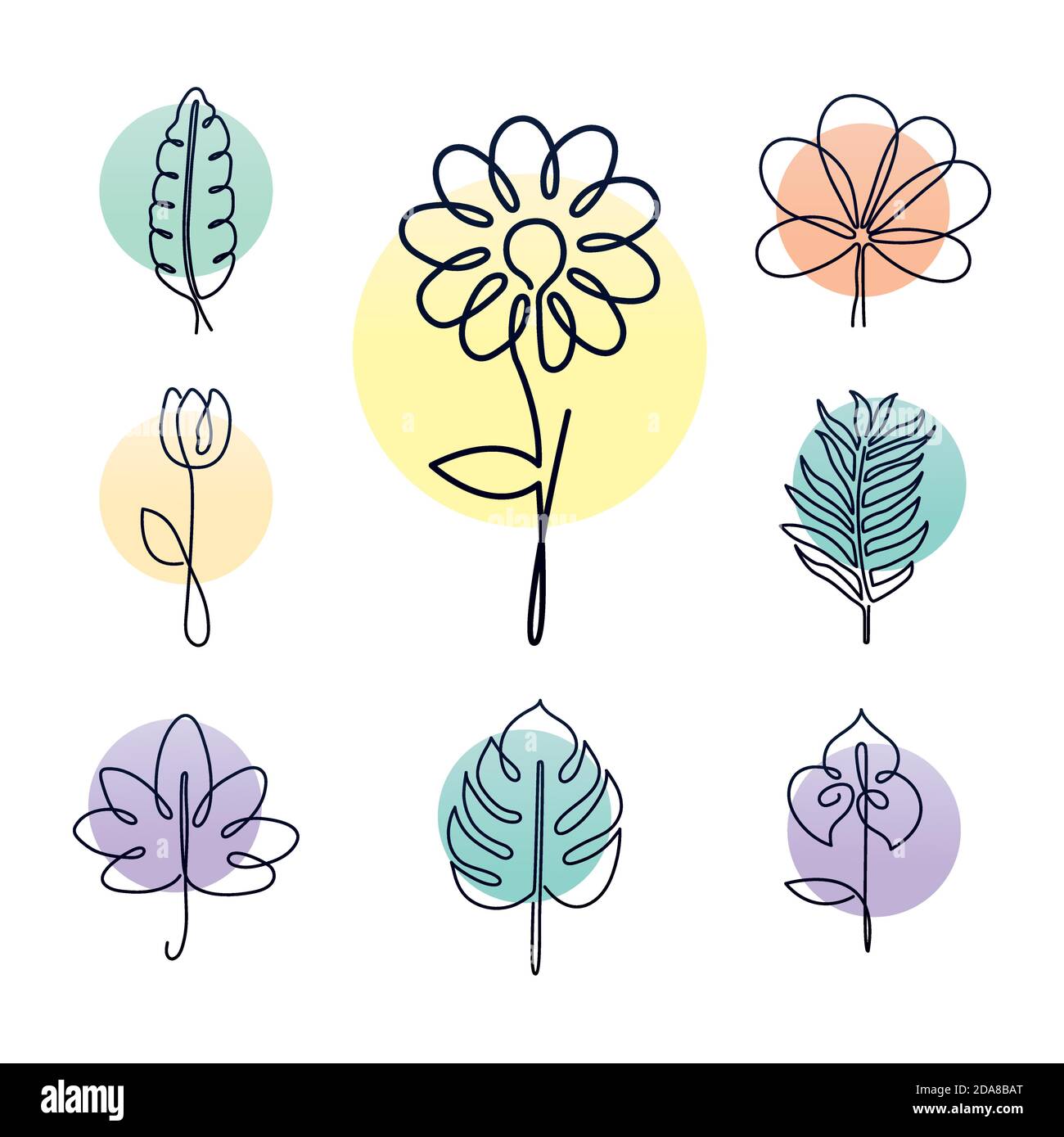 Sunflower one line Cut Out Stock Images & Pictures - Alamy