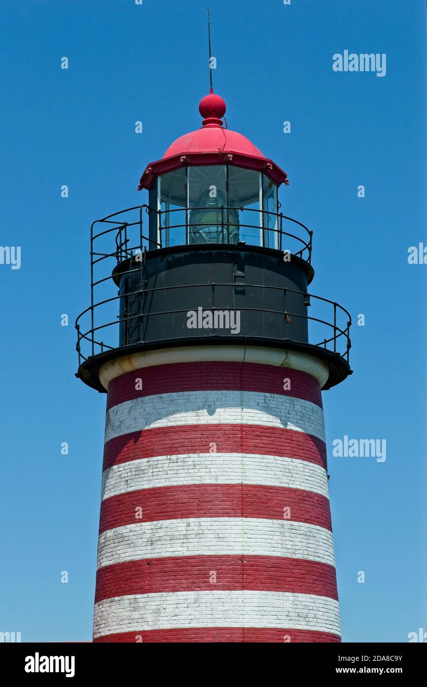 Lubec channel lighthouse, showing it's stripes in Lubec Maine, USA ...