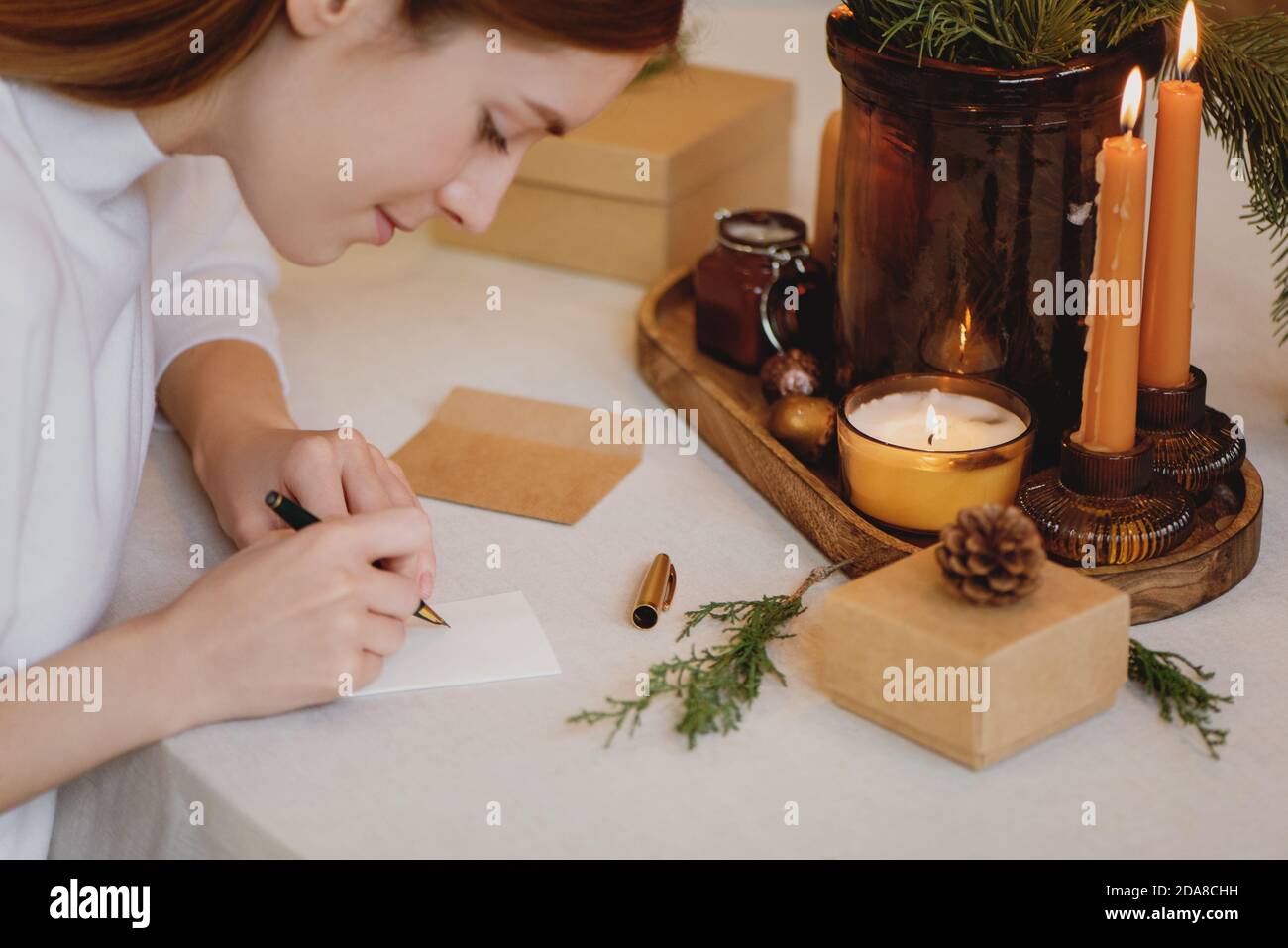 Woman writing letter hi-res stock photography and images - Alamy