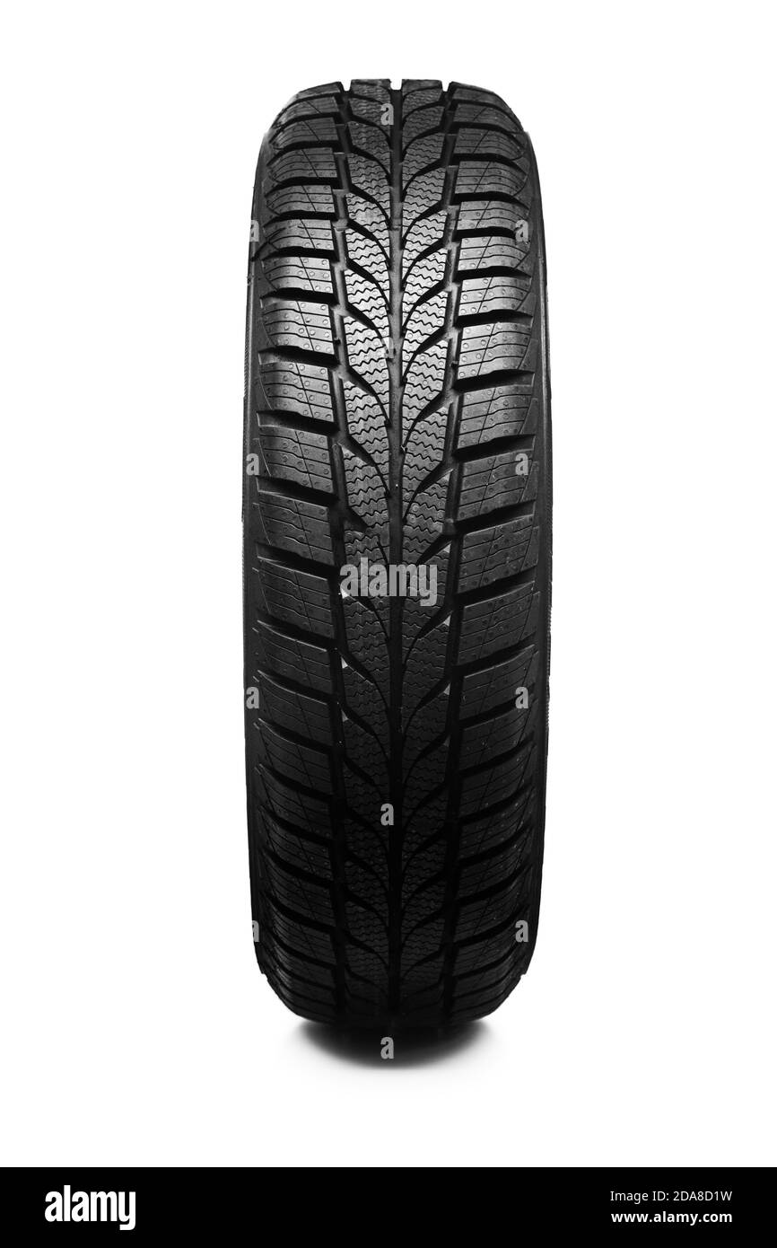 Front view of a single car tire isolated on white background Stock ...