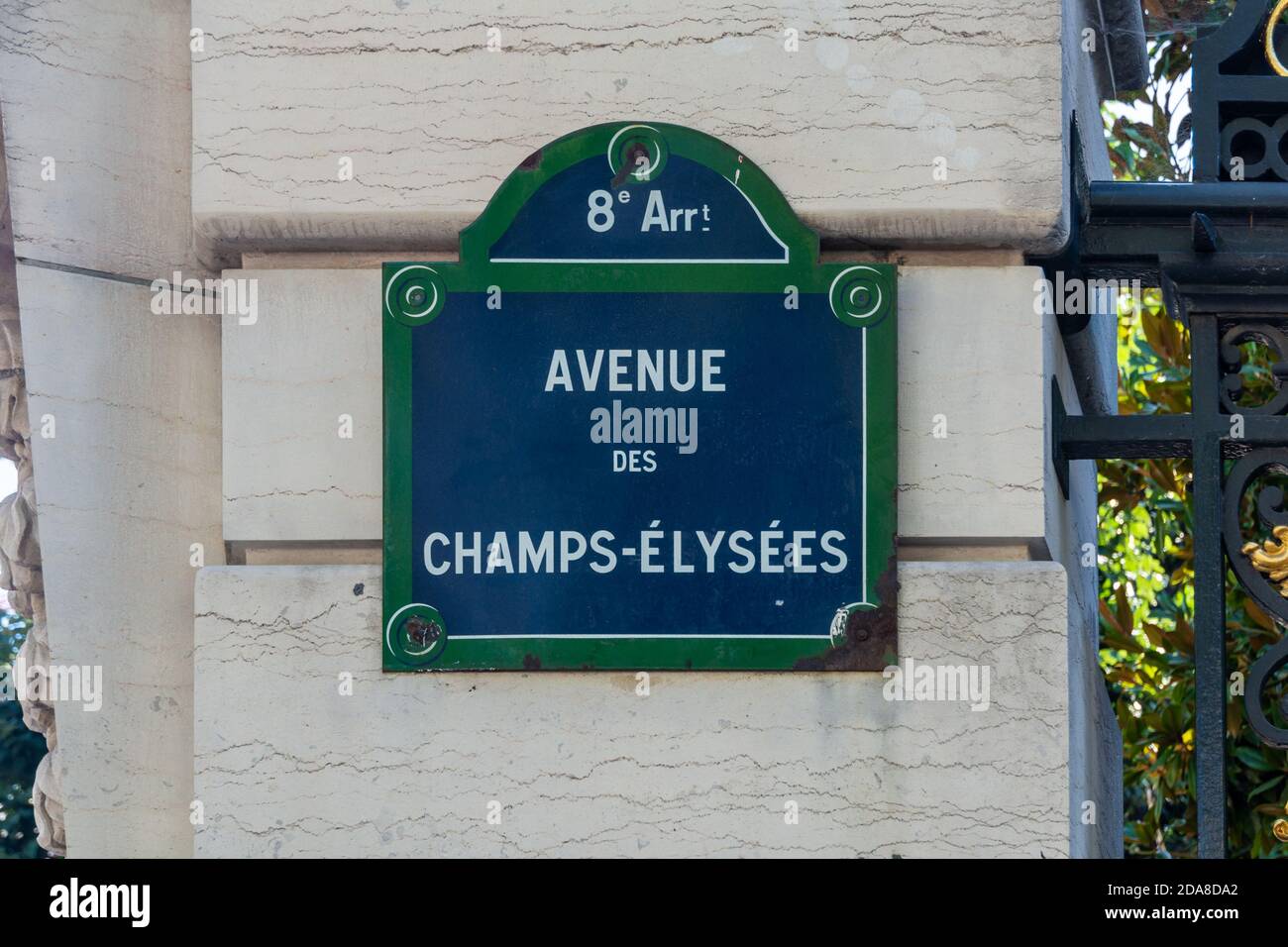 Champs Elysees street sign. One of the most famous streets in the world ...