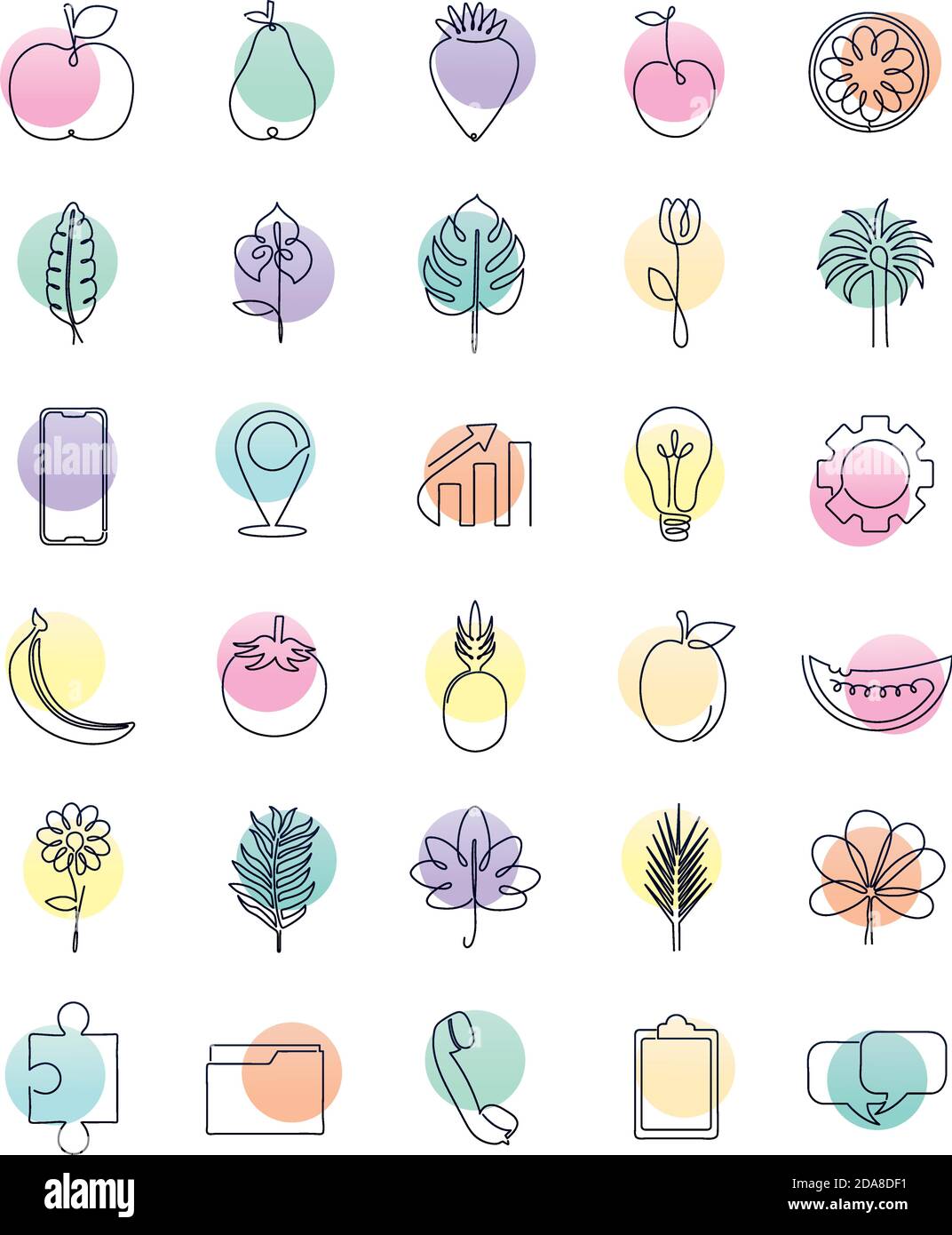 set icons one line style Stock Vector Image & Art - Alamy
