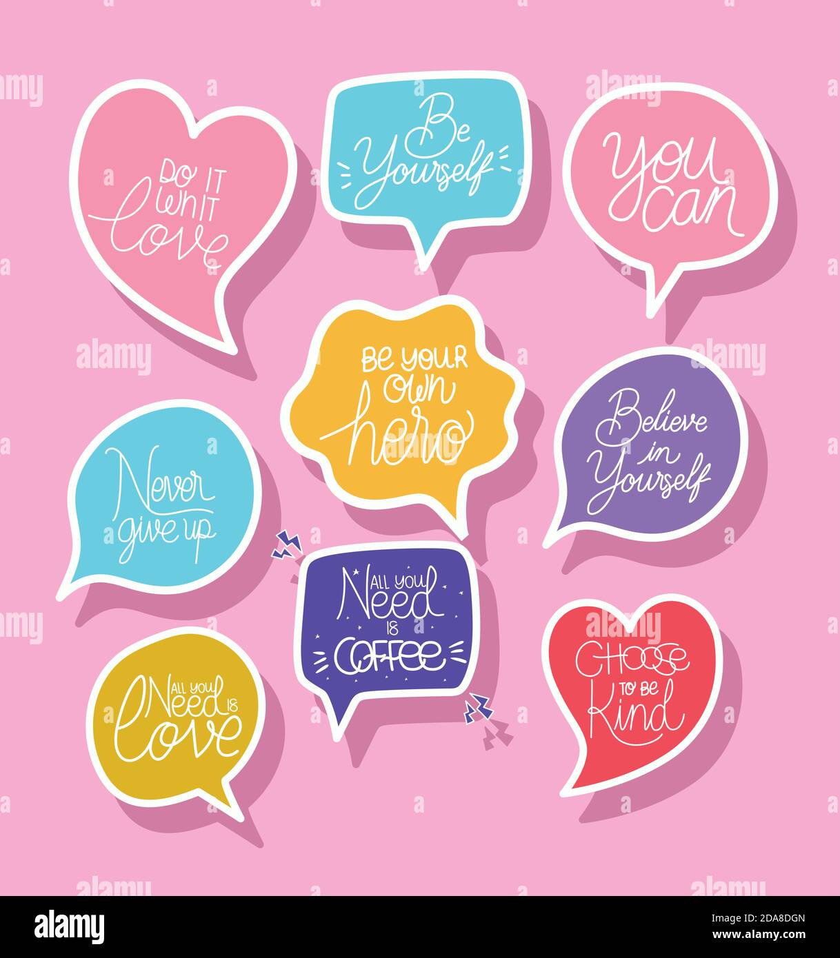 set of slogans over pink background Stock Vector Image & Art - Alamy