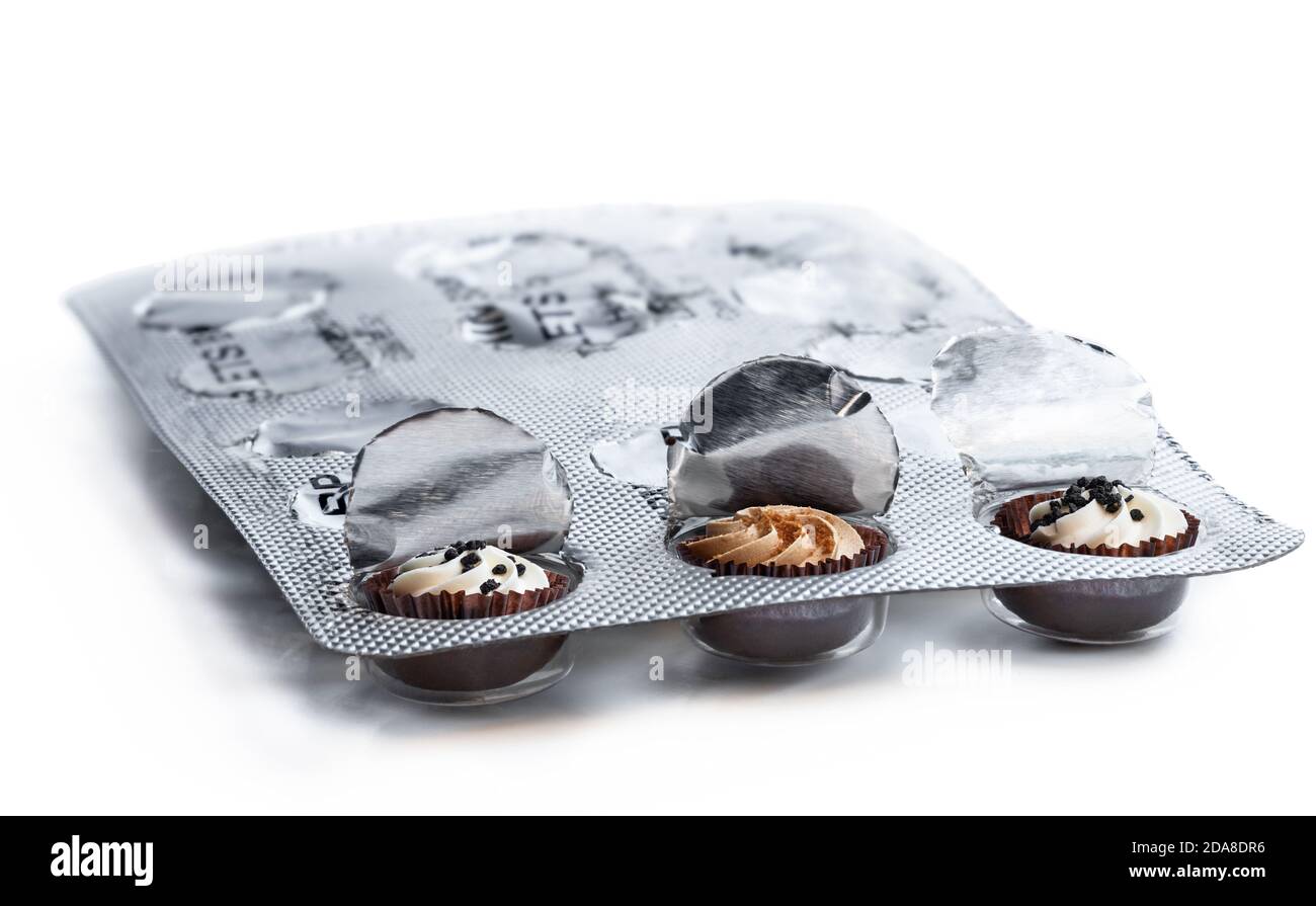 Blister pack with muffins concept of the sweet food as a drug Stock ...