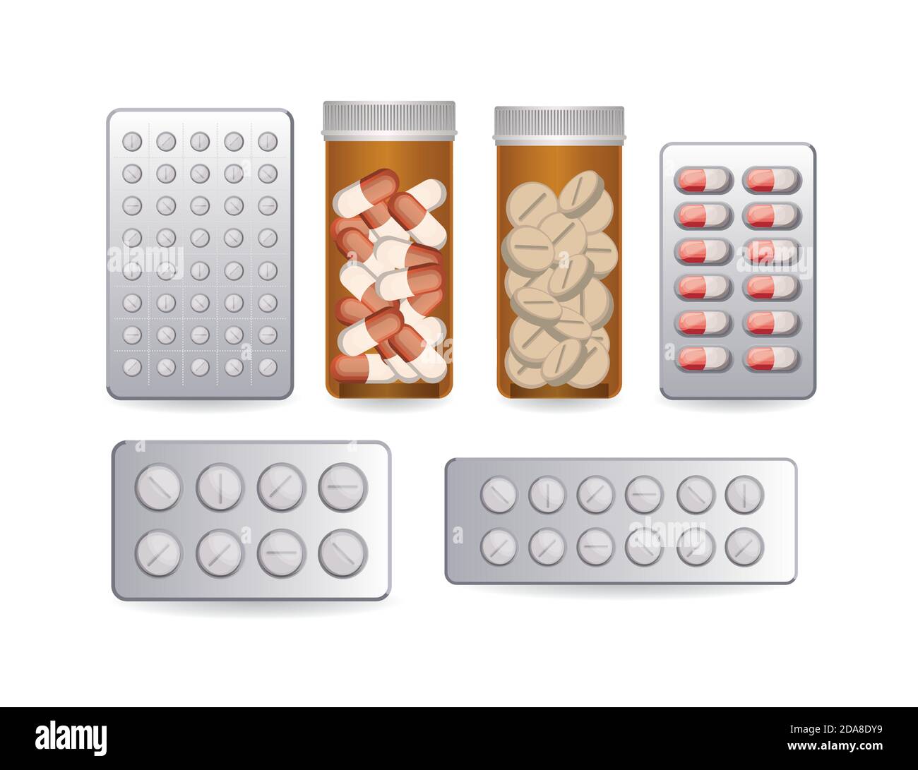 set of first AID pill chart icons on white background Stock Vector ...