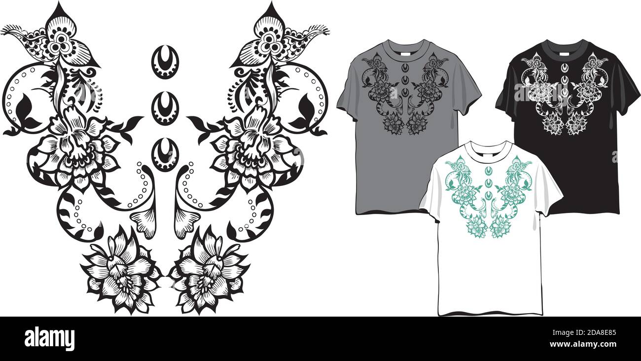 Abstract flower pattern design for the collar T-shirt Stock Vector ...
