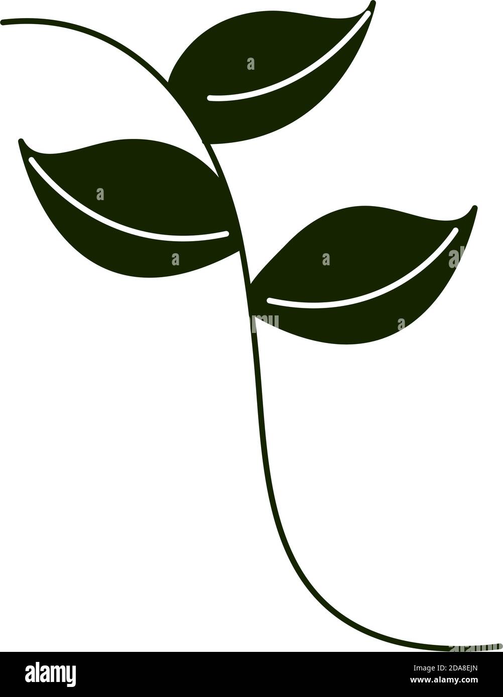 leaves silhouette icon style, stem leaves nature simple vector ...