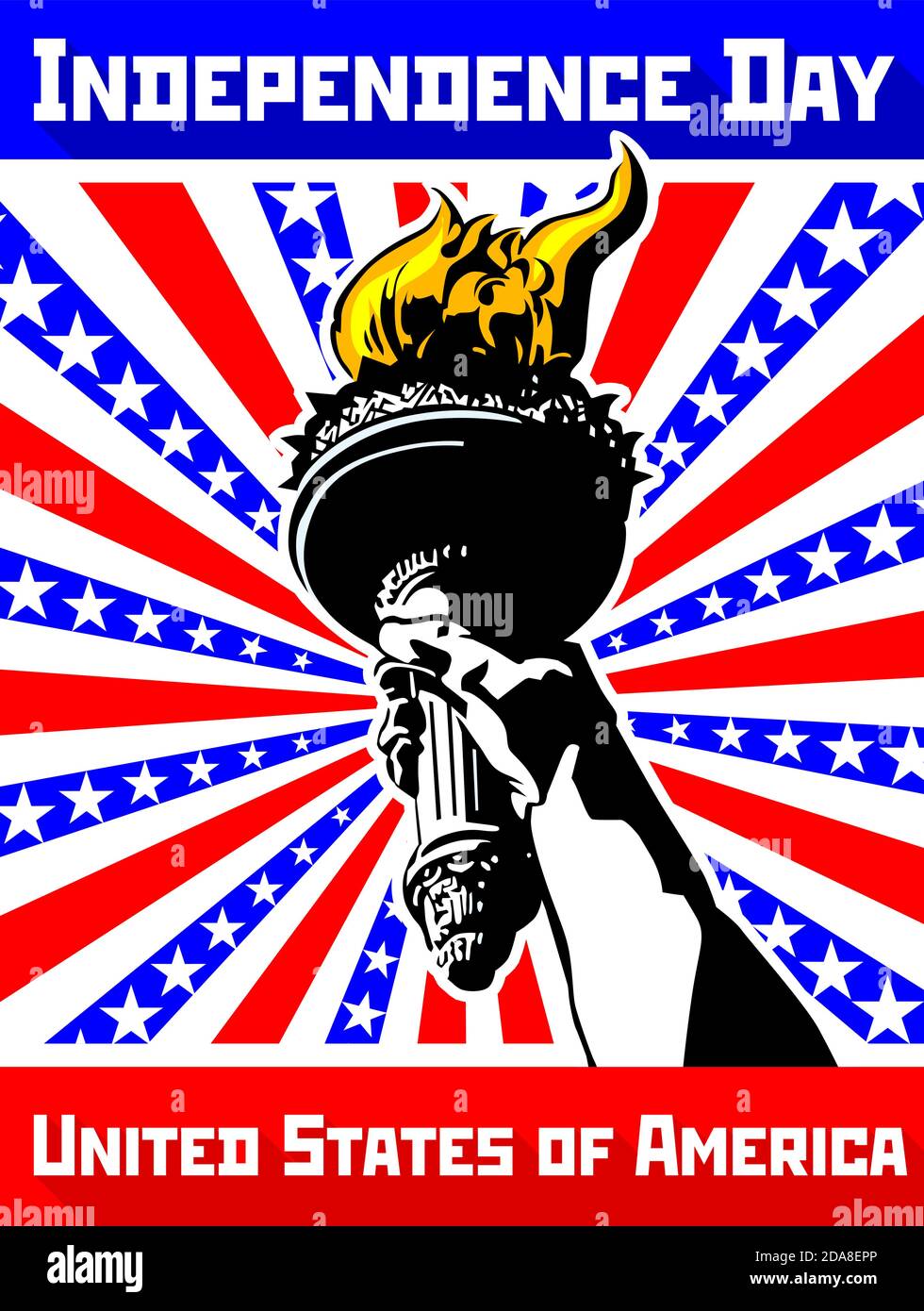 Torch of the Statue of Liberty on the background of the colors of the ...
