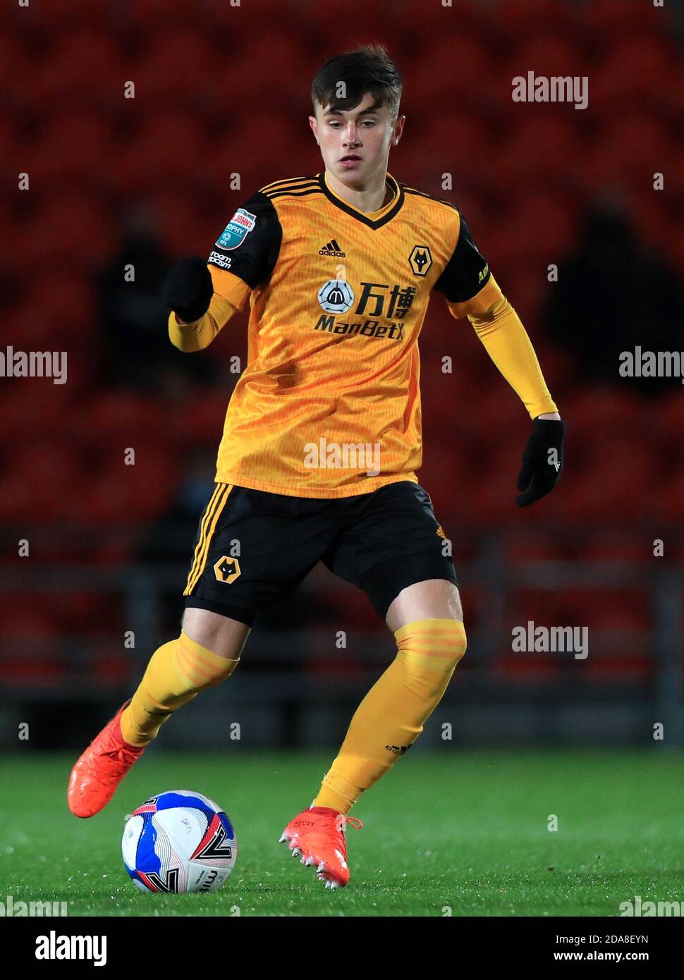 Wolverhampton Wanderers' Luke Cundle uring the Papa John's Trophy Group ...