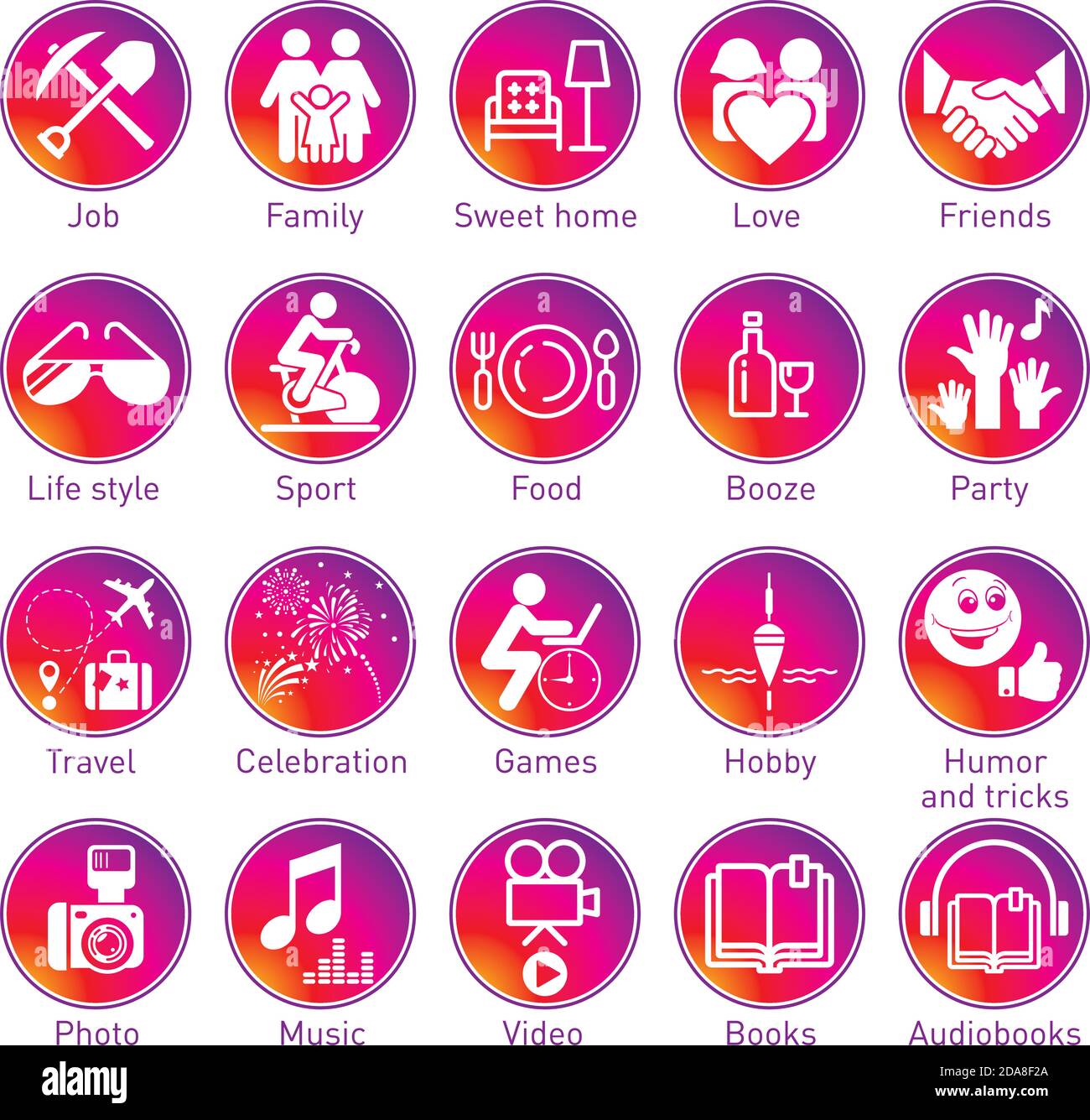 Instagram Stories circle icons set - The contour drawings illustrating ...