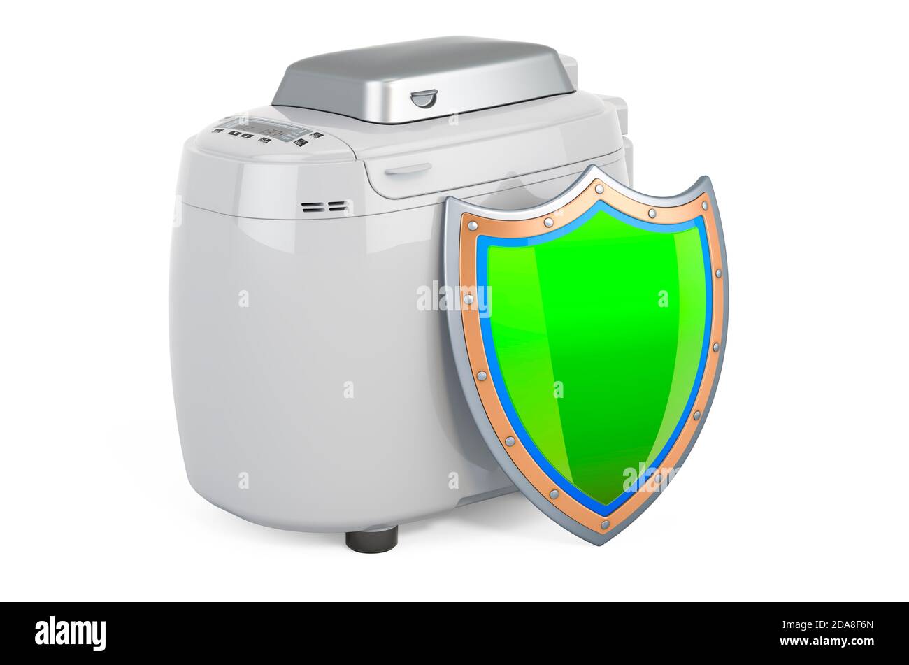Bread making machine with shield, 3D rendering isolated on white ...