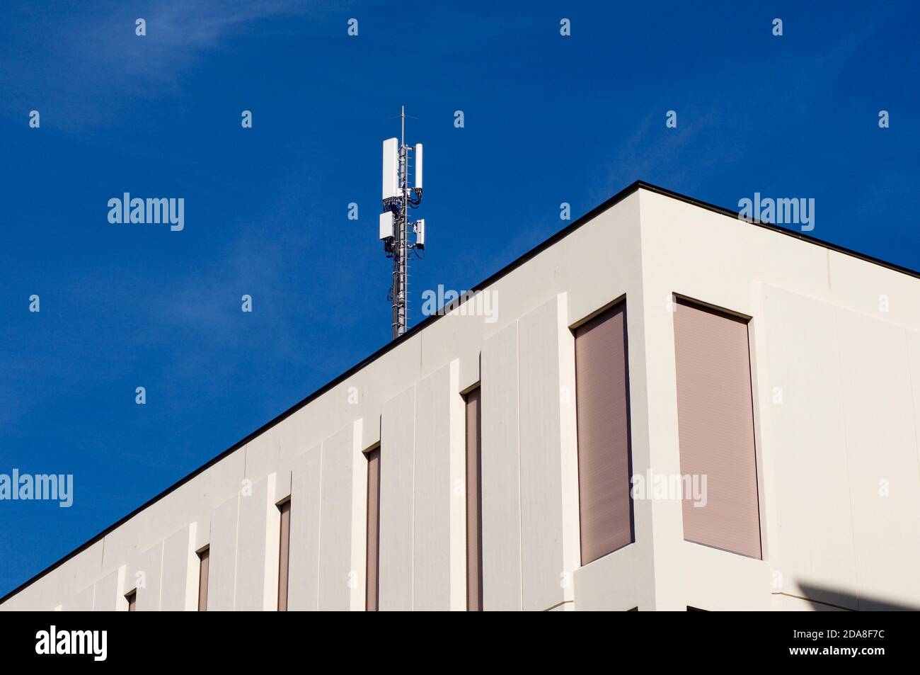 View of a Telecommunication tower antenna of 4G and 5G mobile ...