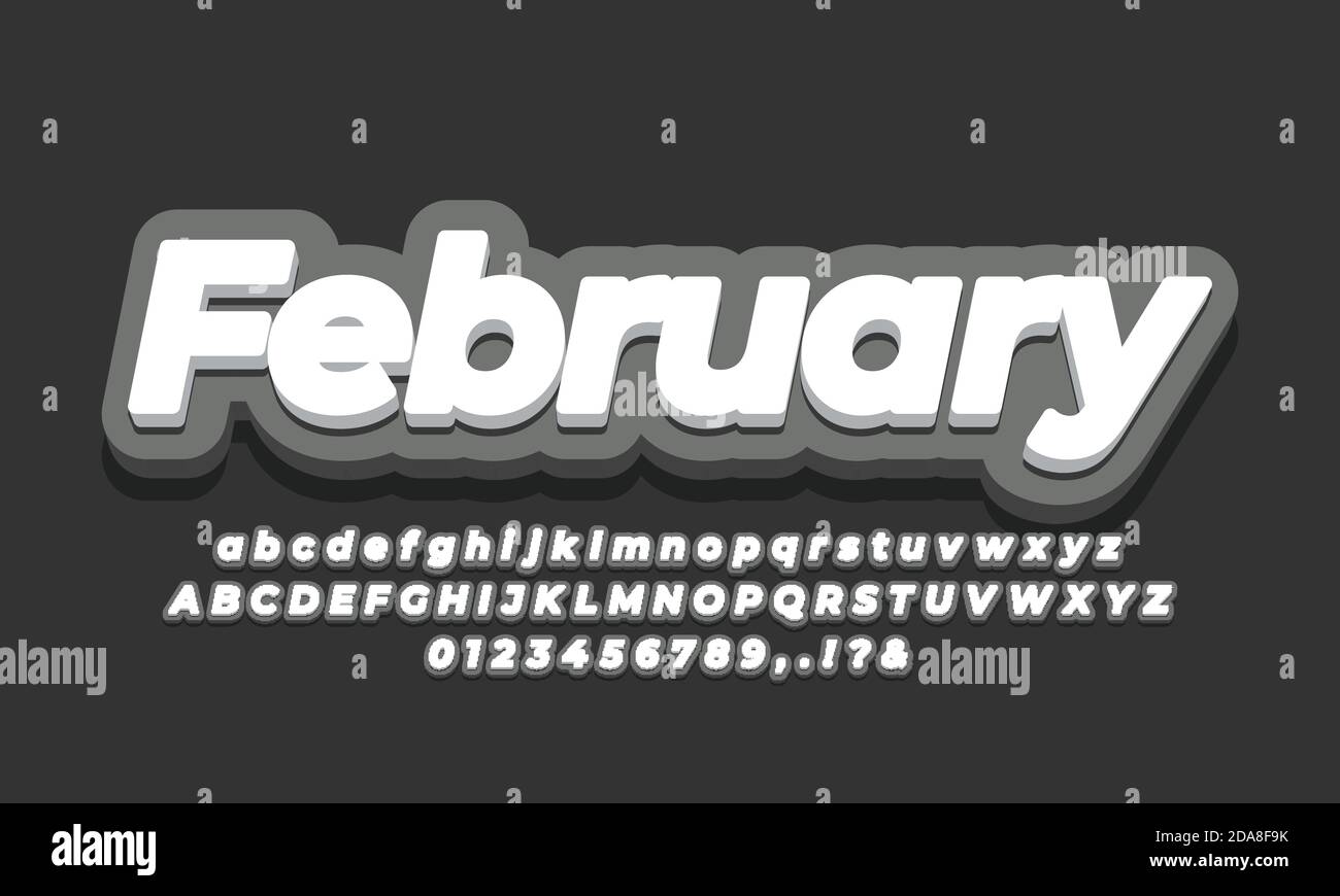 February month text 3d gray design Stock Vector Image & Art - Alamy
