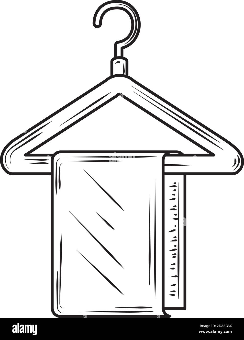 laundry, towel hanging in a hanger vector illustration line style icon ...