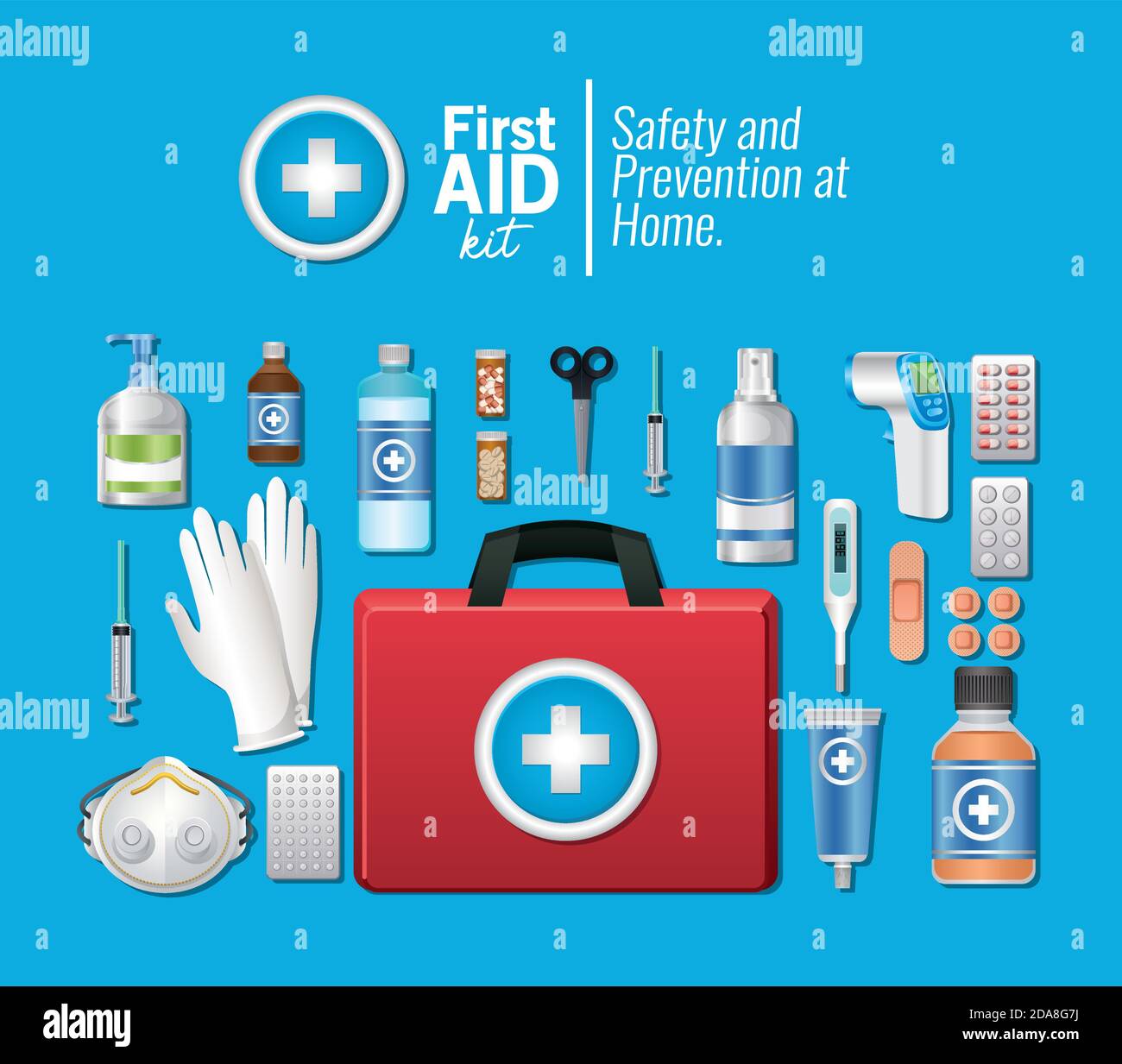 set of first AID icons over blue background Stock Vector Image & Art ...
