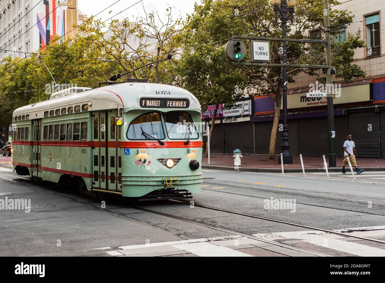 Streetcar on its rails Stock Photo - Alamy
