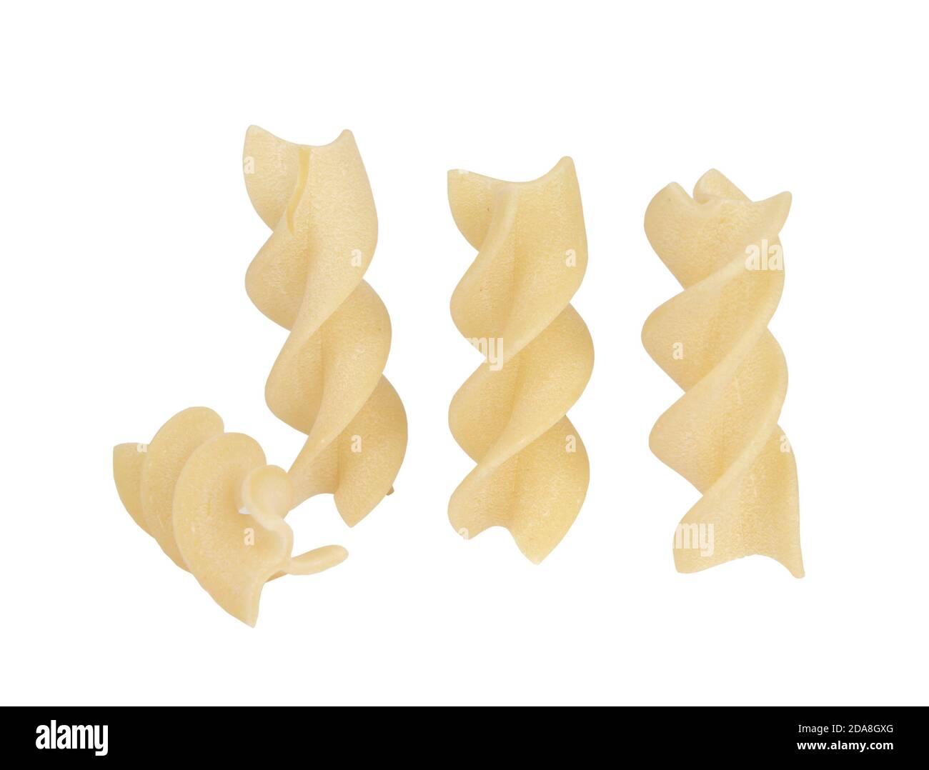 Twisted shaped pasta pieces isolated on a white background Stock Photo ...