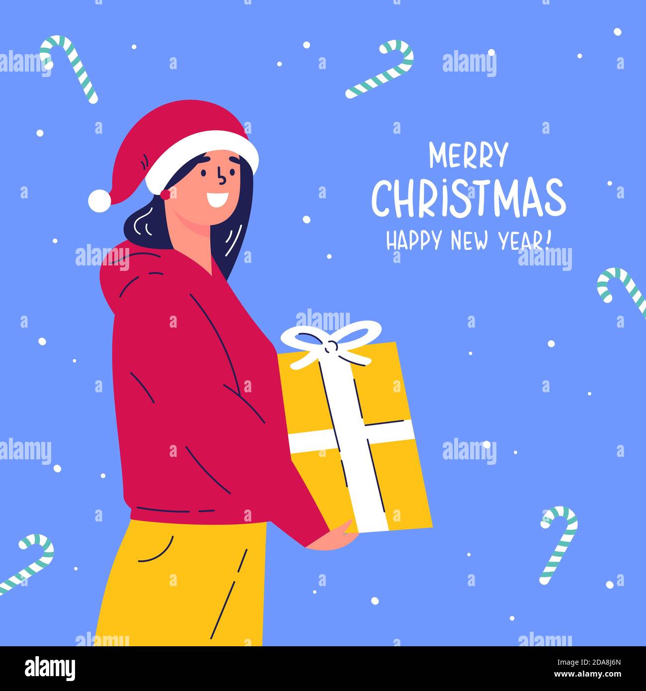 Young woman with present and lettering Stock Vector Image & Art - Alamy