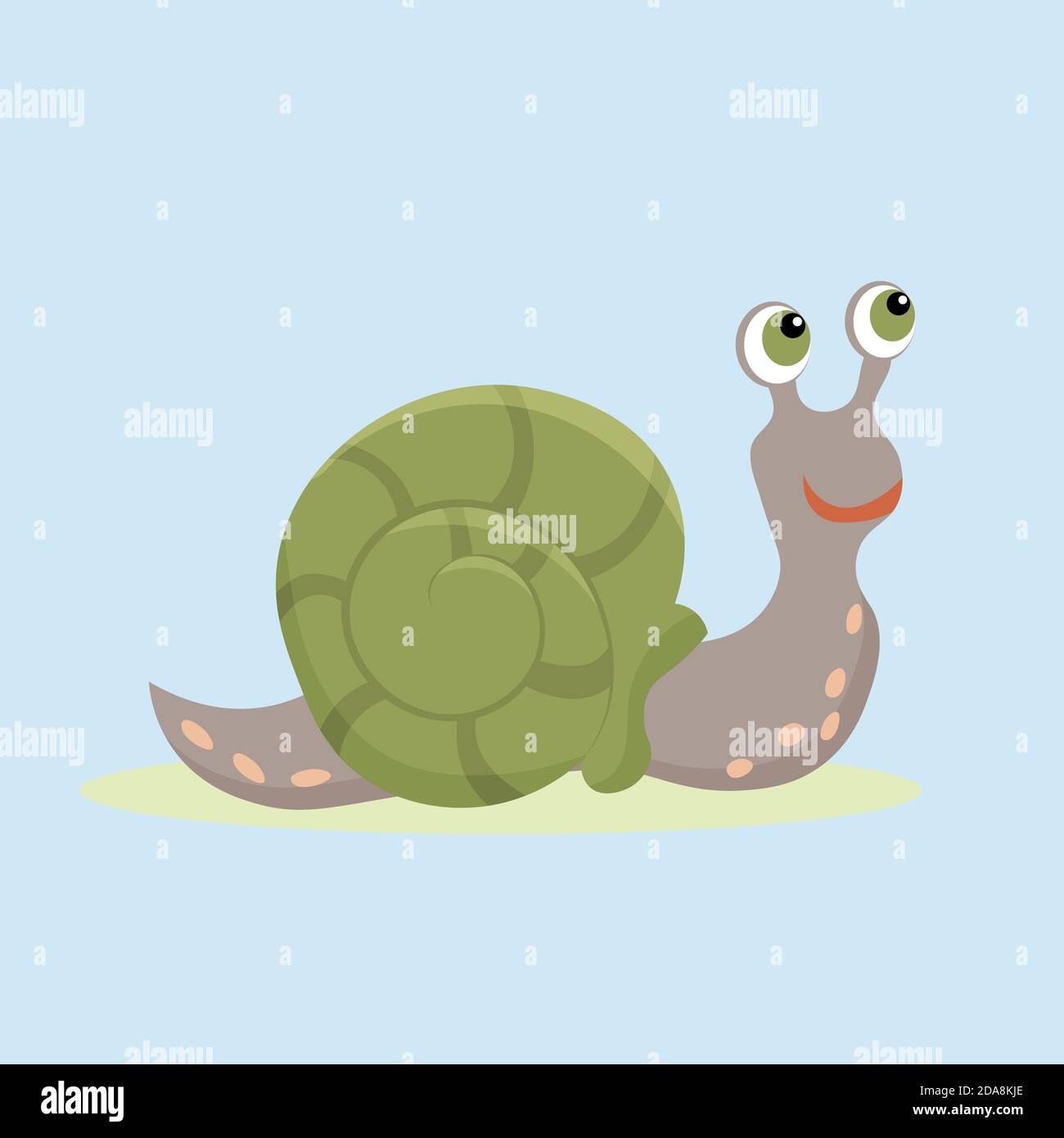 Cute snail cartoon on blue background. Vector flat illustration Stock ...