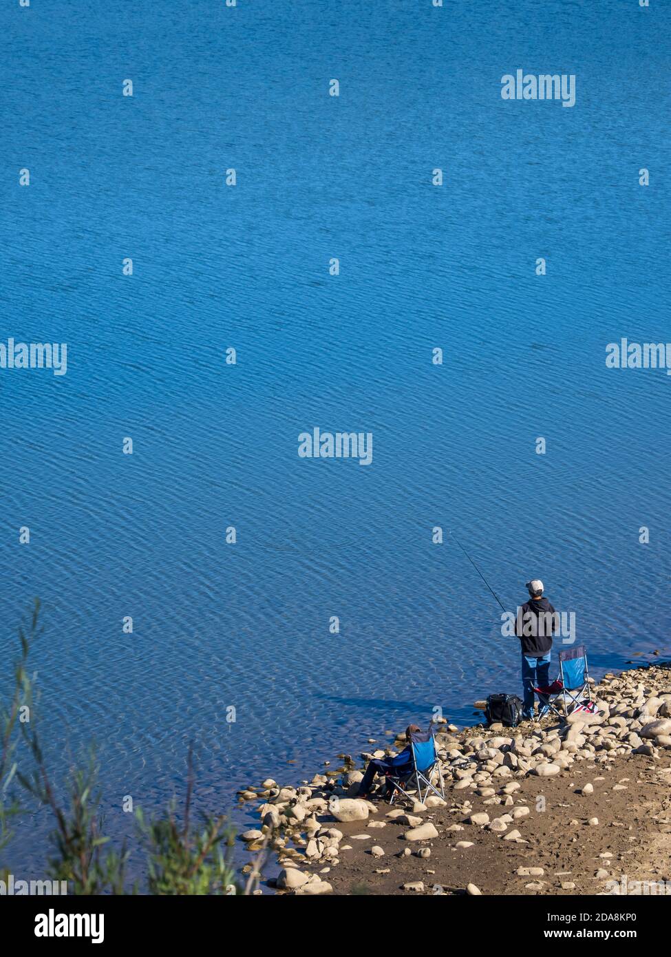 Anglers fish the shoreline, Mancos State Park, Mancos, Colorado Stock ...