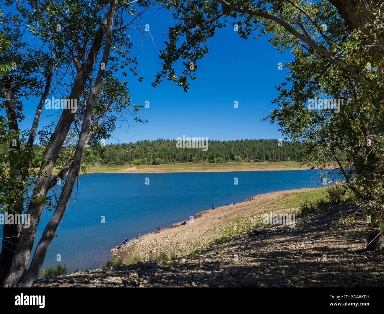 Anglers fish the shoreline, Mancos State Park, Mancos, Colorado Stock ...