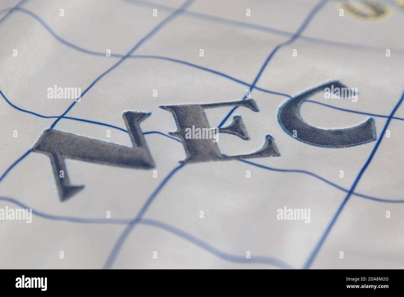 NEC front of shirt sponsor from the 1992 - 1993 Everton Football Club ...