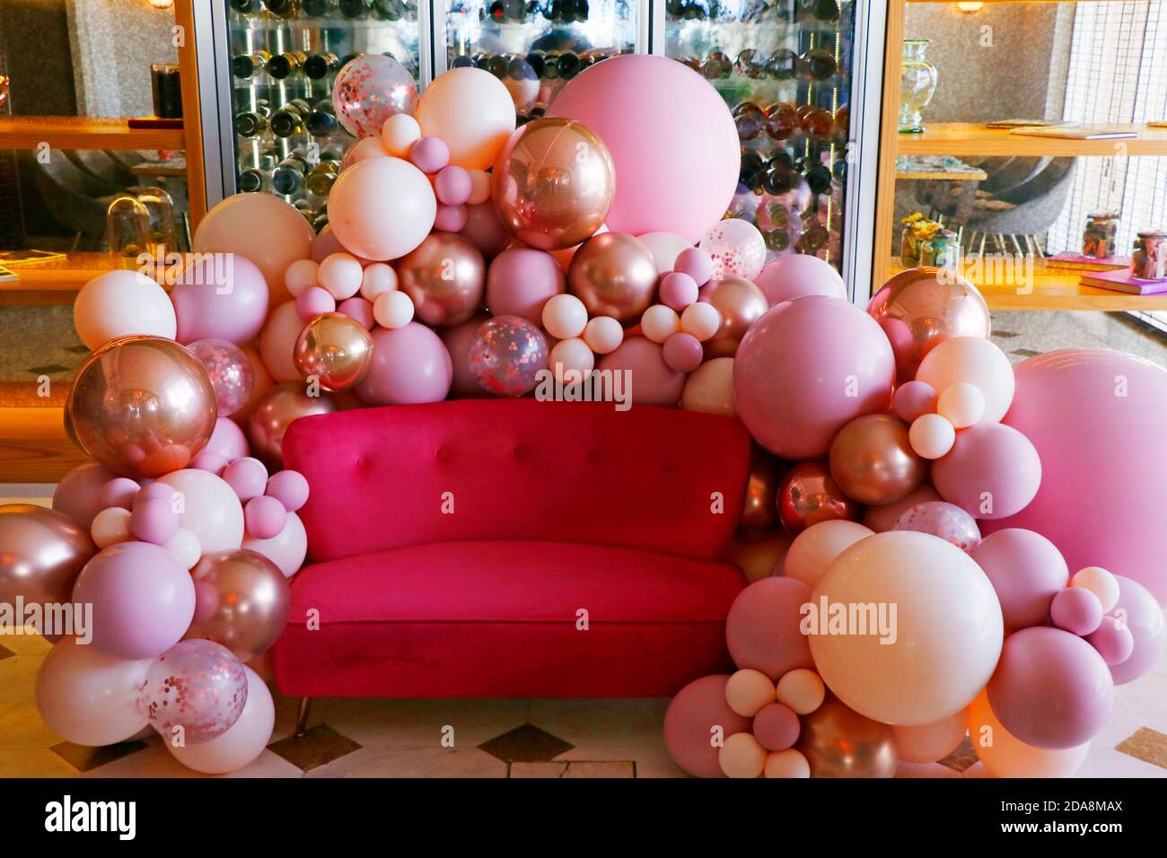 colorful birthday decoration with luxury dining table set up Stock ...